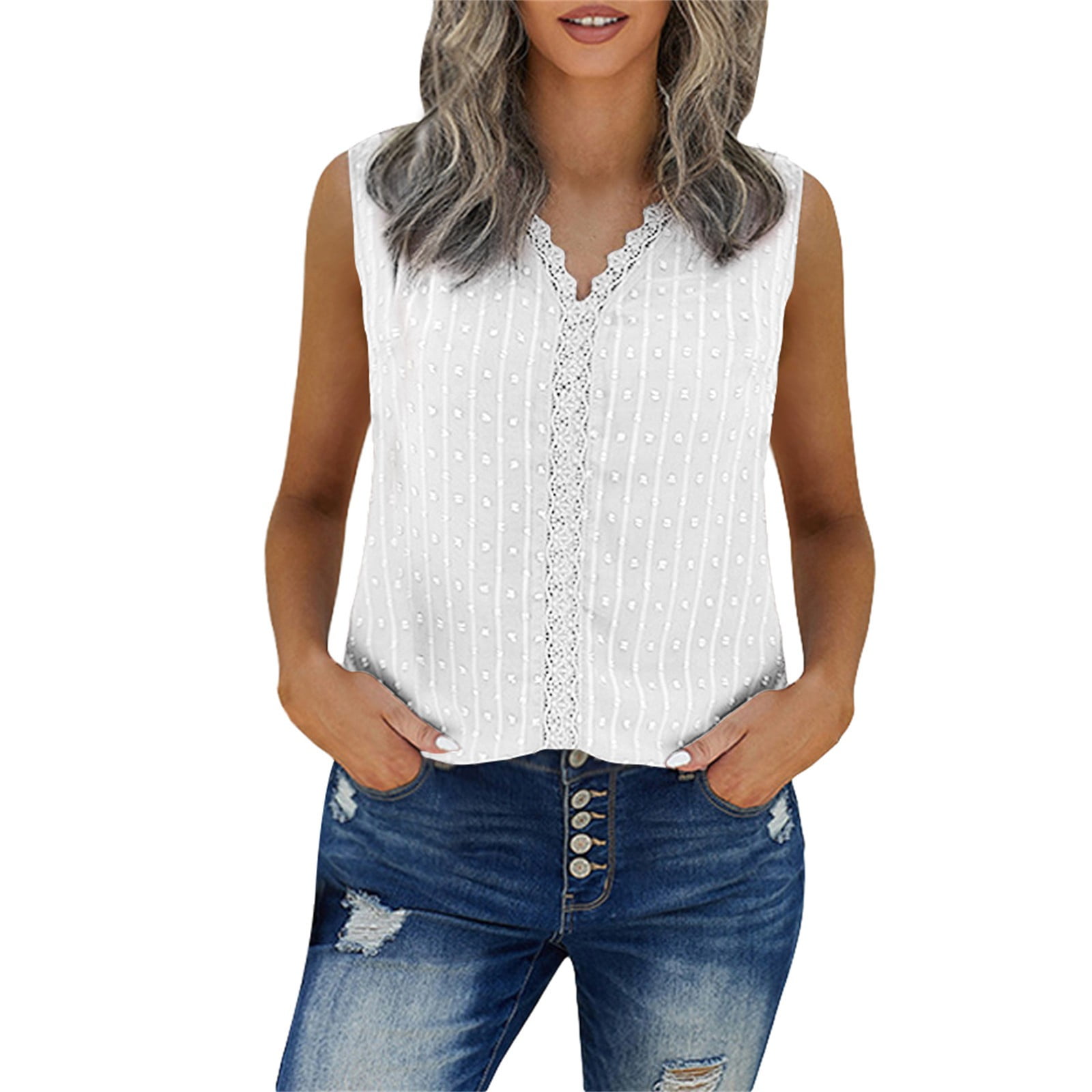 Vbarhmqrt Tank Tops With Built In Bras Padded Summer Solid Color