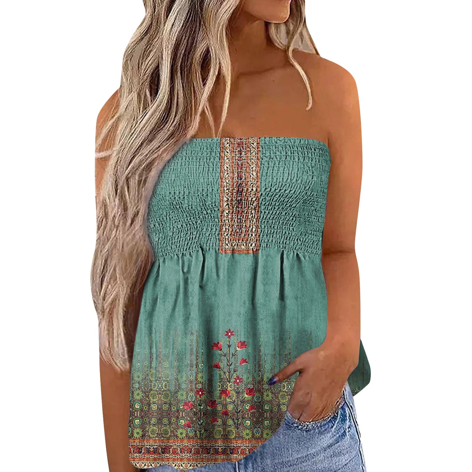 Vbarhmqrt Tanktops For Women Womens Fashion Floral Print Sleeveless
