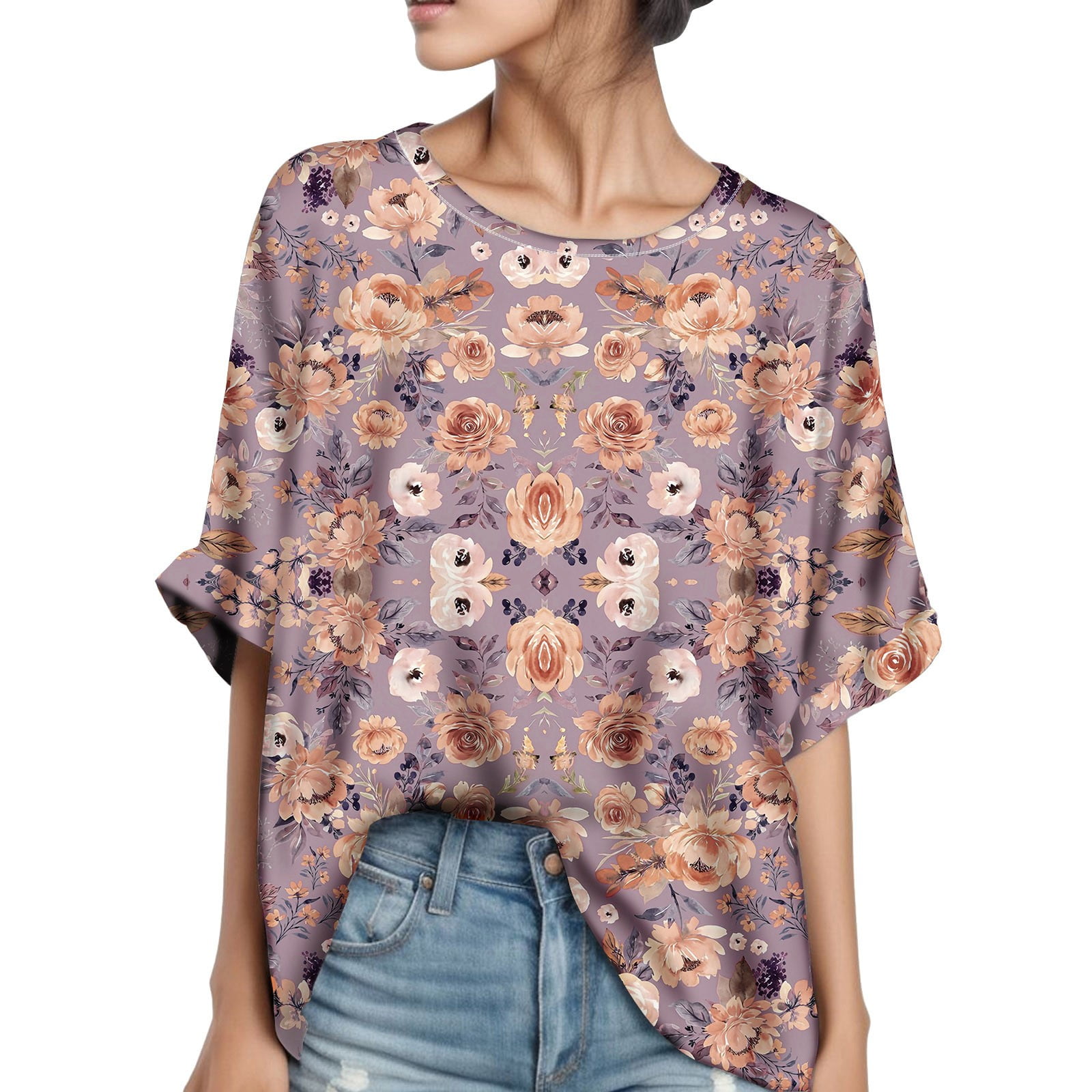 Vbarhmqrt Vintage T Shirts For Women Graphic Ladies Commuting Casual