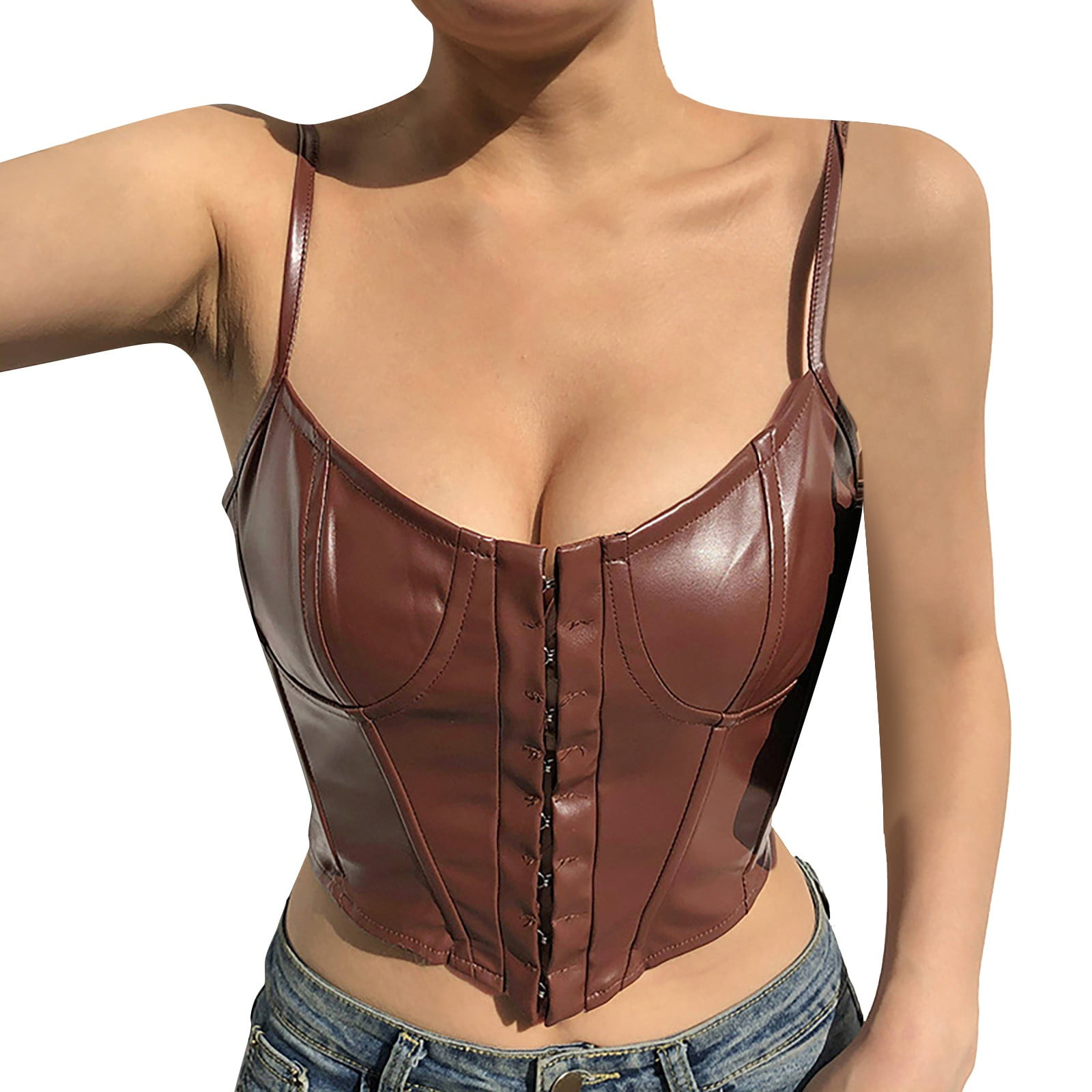 Vbarhmqrt Womens Sleeveless Tops Elegant Sexy Deep V Neck Club Street