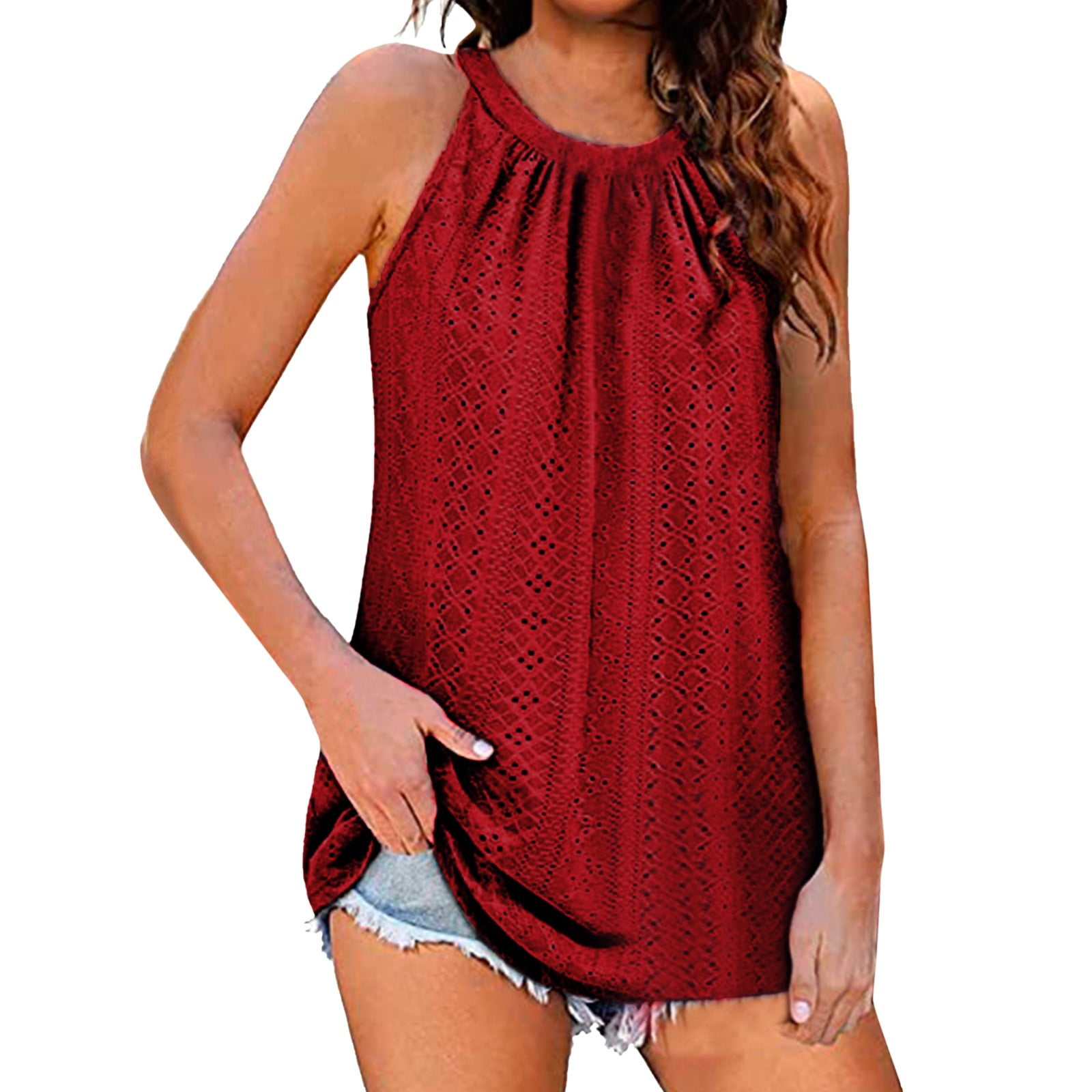 Vbarhmqrt Workout Tank Tops For Women Summer Sleeveless Halter Tops