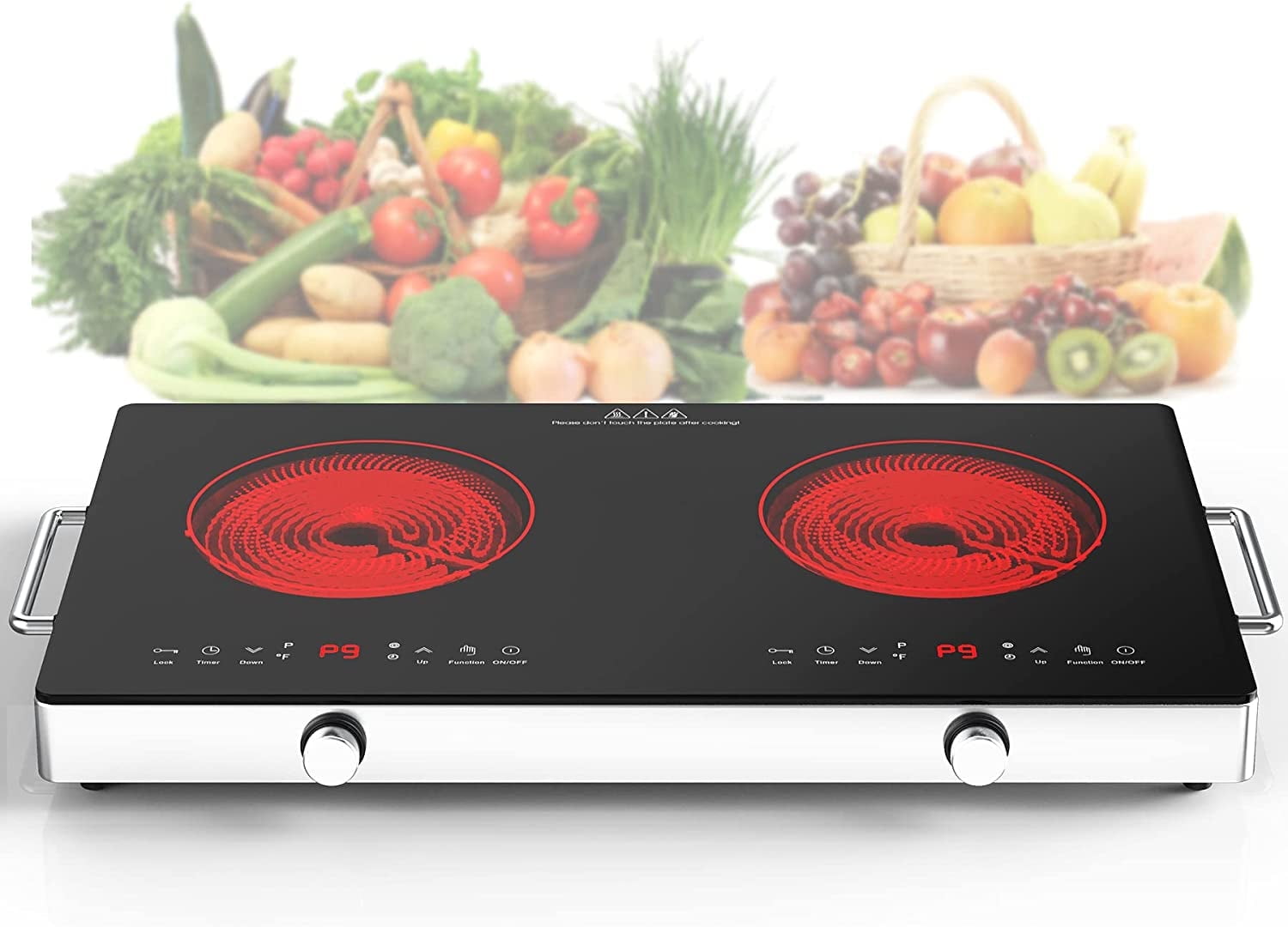 VBGK 2400W Dual-Range Electric Cooktop, Portable, Hot Plate with 2 ...