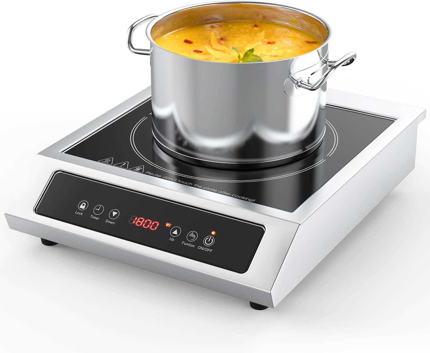 VBGK 1800W Portable Induction Cooktop, 9 Temp Levels, Auto-Shut-Off ...
