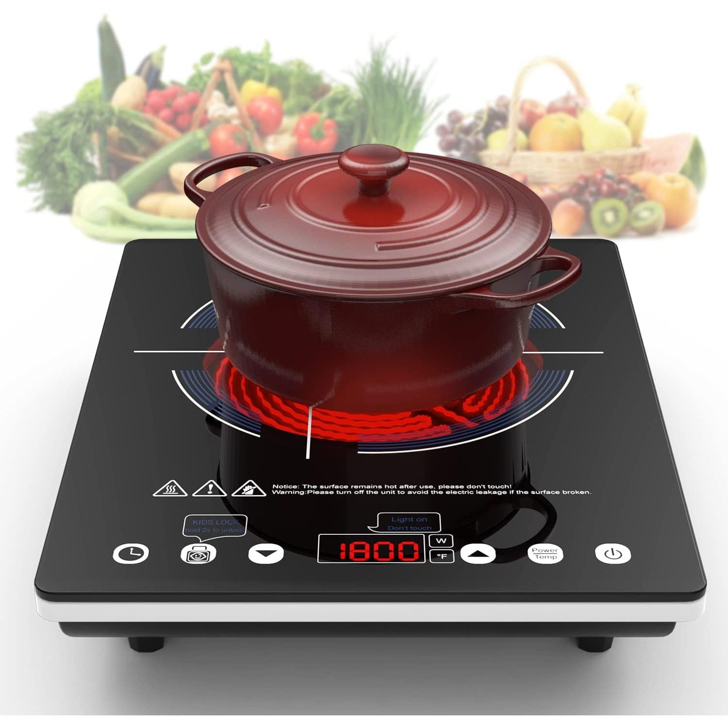 VBGK Electric Cooktop,110V Electric Stove Top,Single Burner Electric ...