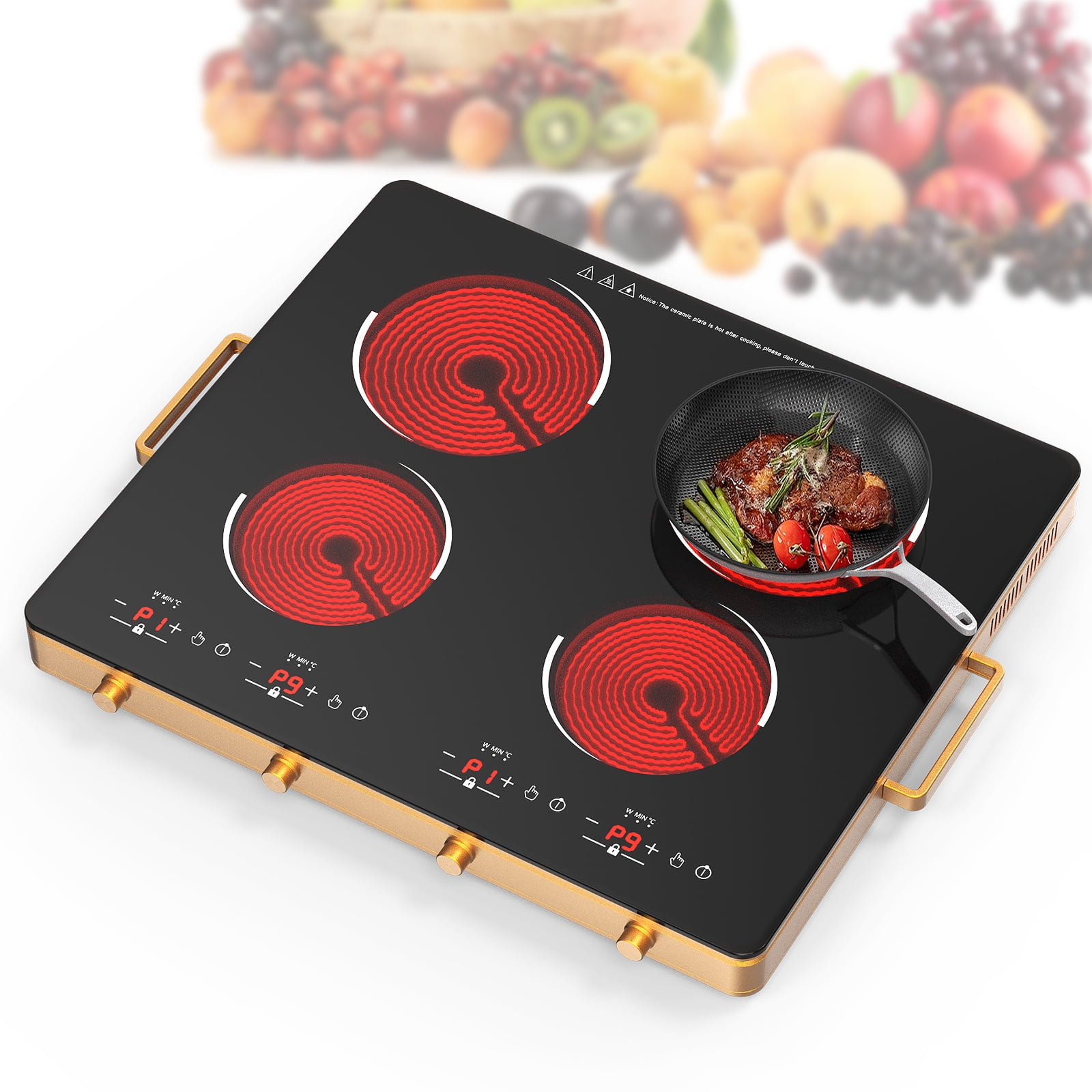 VBGK 30 inch 4 Burner Electric Cooktop, 6000W, 120 Min Timer, 220v ...
