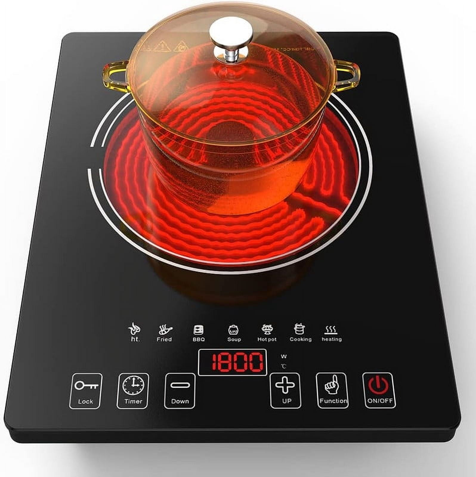 VBGK Electric Cooktop, Portable Electric Cooktop 1800W Single Burner ...