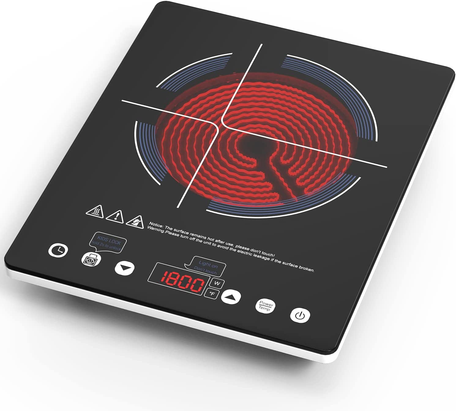 VBGK Electric Tabletop Cooktop, Single Burner 1800W, 110V, Plug-in ...