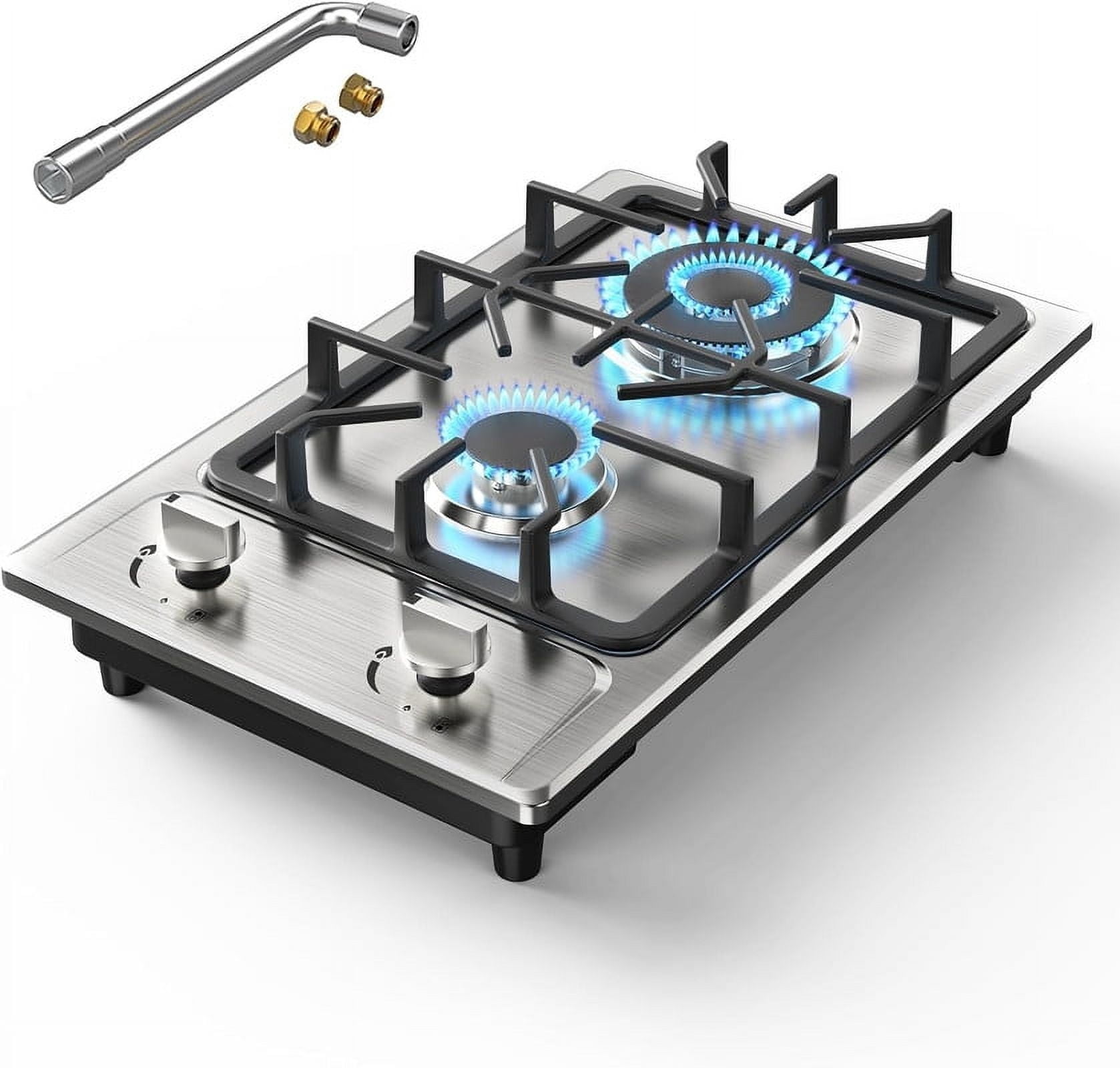 VBGK Gas Stove 2 Burner,Propane Cooktop 12 inch, Portable Gas Cooktop ...