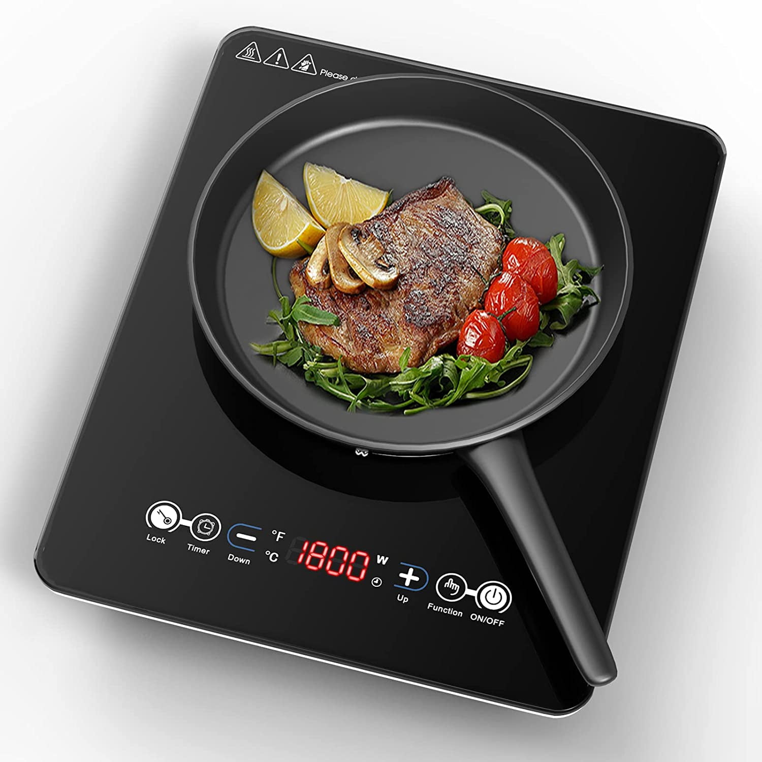 VBGK Portable Induction Cooktop Single Burner 1800W 120V with Plug ...