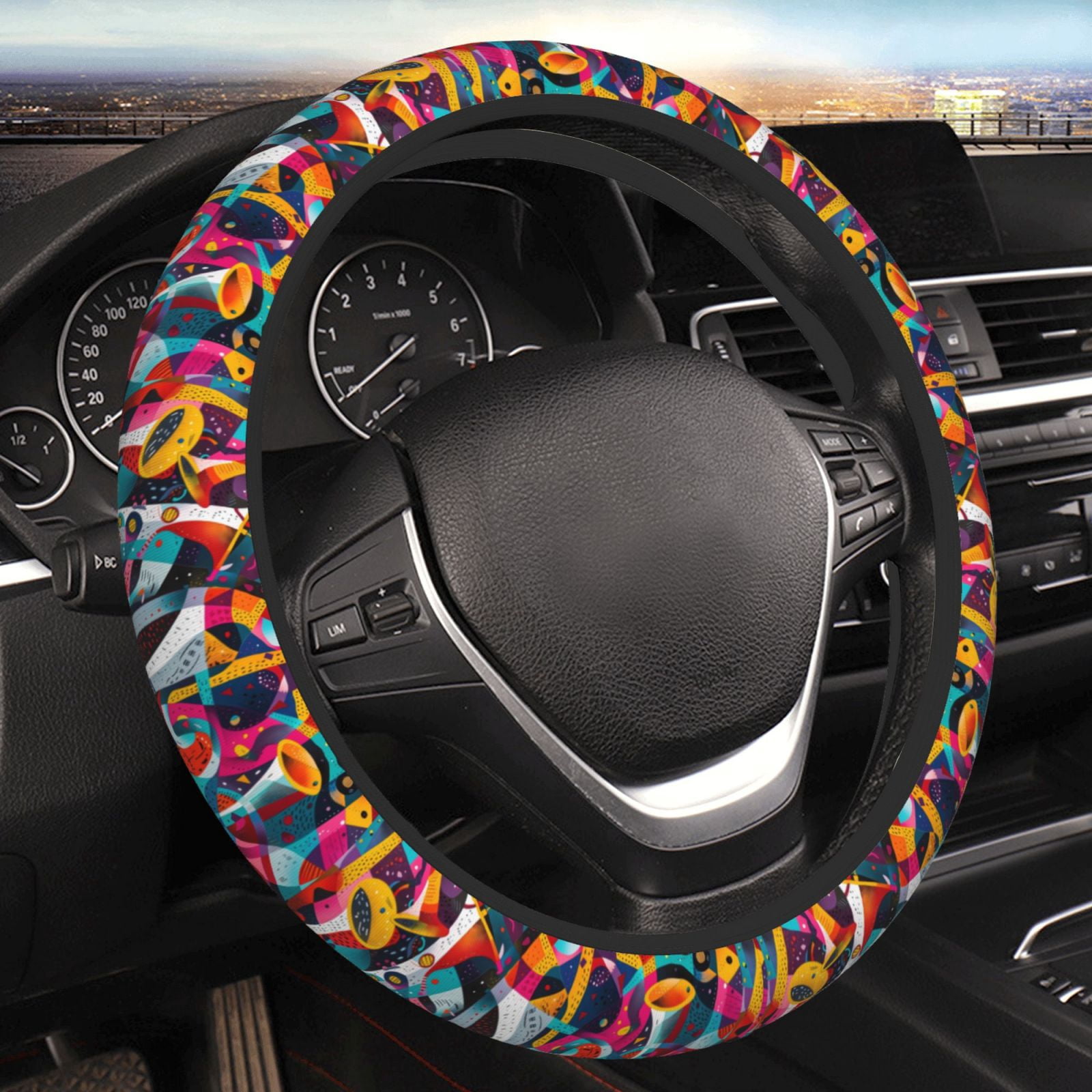 Steering Wheel Cover, Abstract Jazz Instrumental Cute Car Steering ...