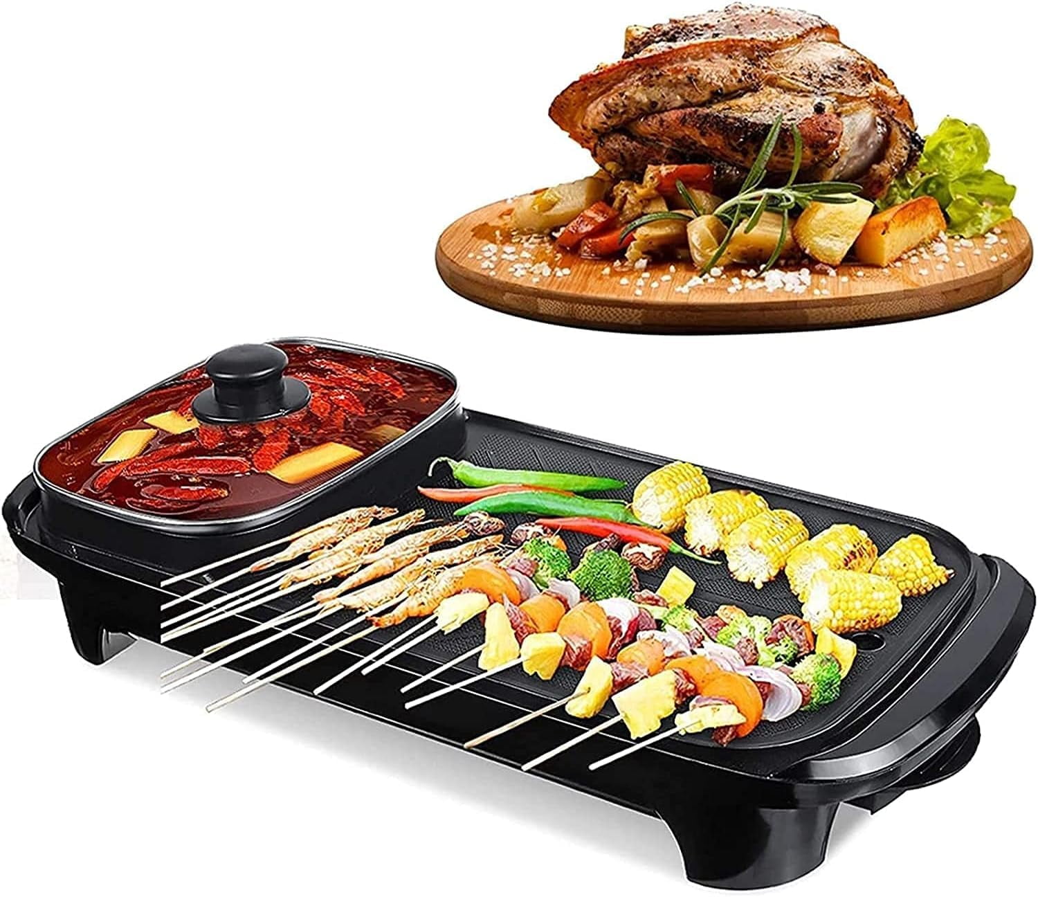 VBM NonStick Portable Electric Barbecue StoveGrill with Hot Pot 2 in 1 ...