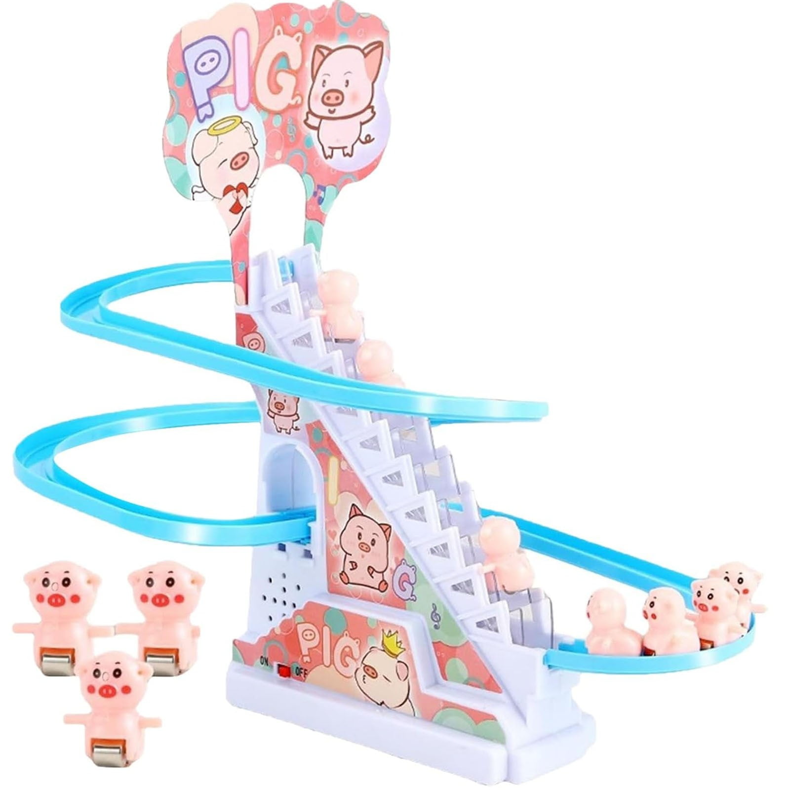 VBODN Animals Climbing Stairs Toys Electrical Assembly Track Slide ...