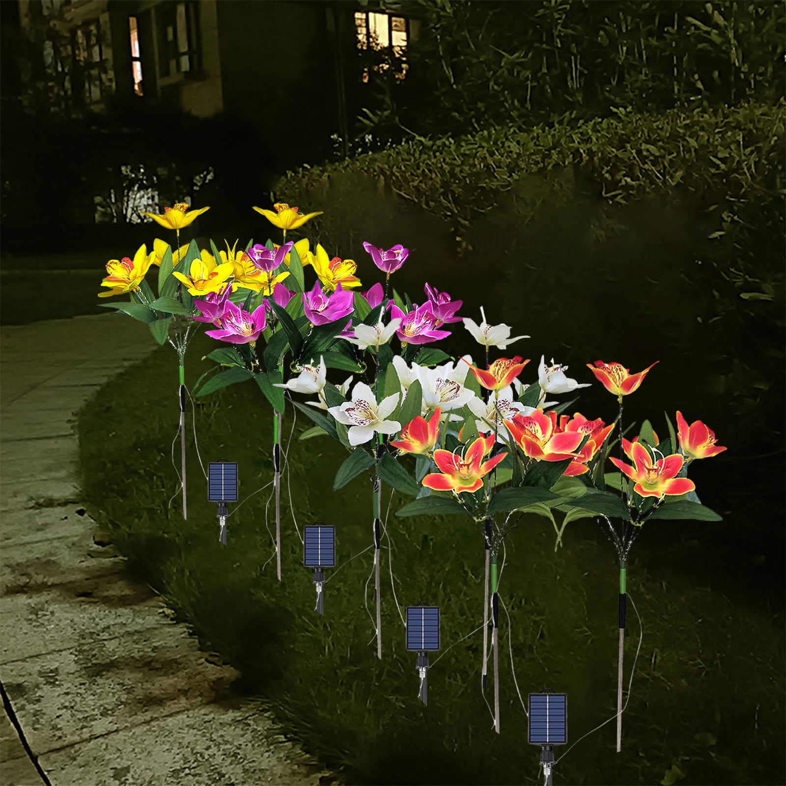 VBODN Artificial Flowers Indoor,Outdoor Artificia Flowers,Solar Flower ...