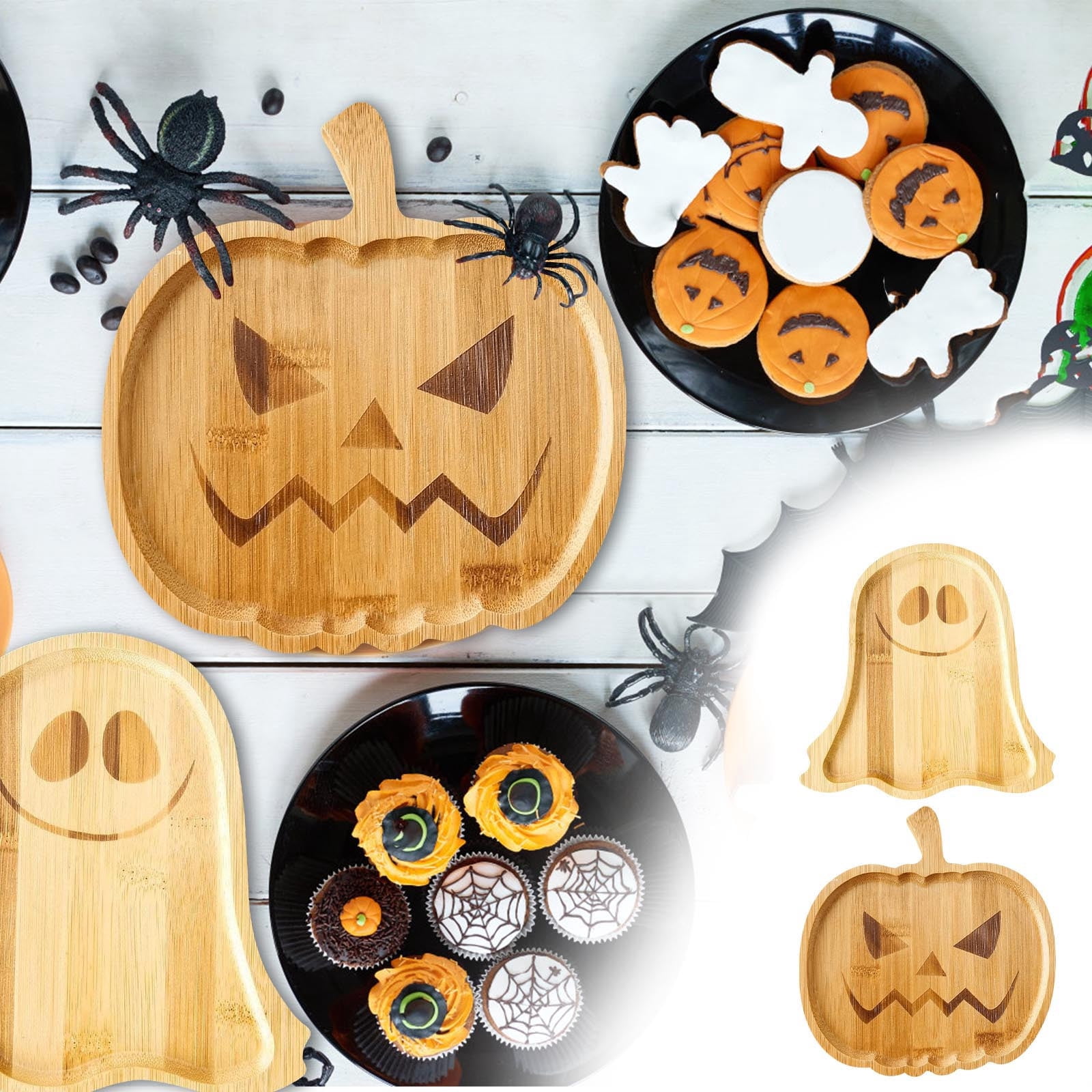 VBODN Ghost,Halloween Decorations,Halloween Wooden Pumpkin Ghost Tray ...