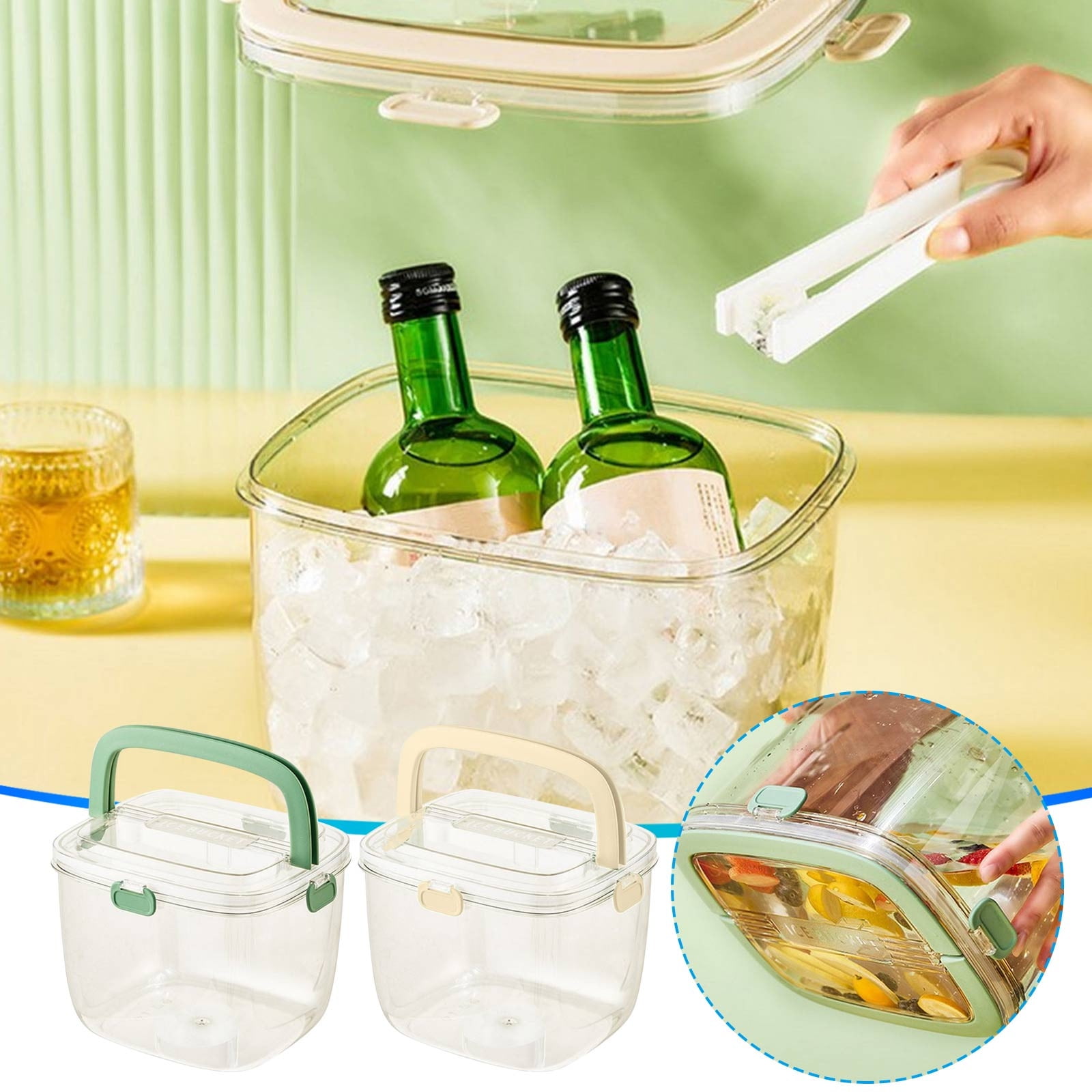 VBODN Ice Trays for Freezer With Lid And Bin,Portable Fruit Basket Ice ...