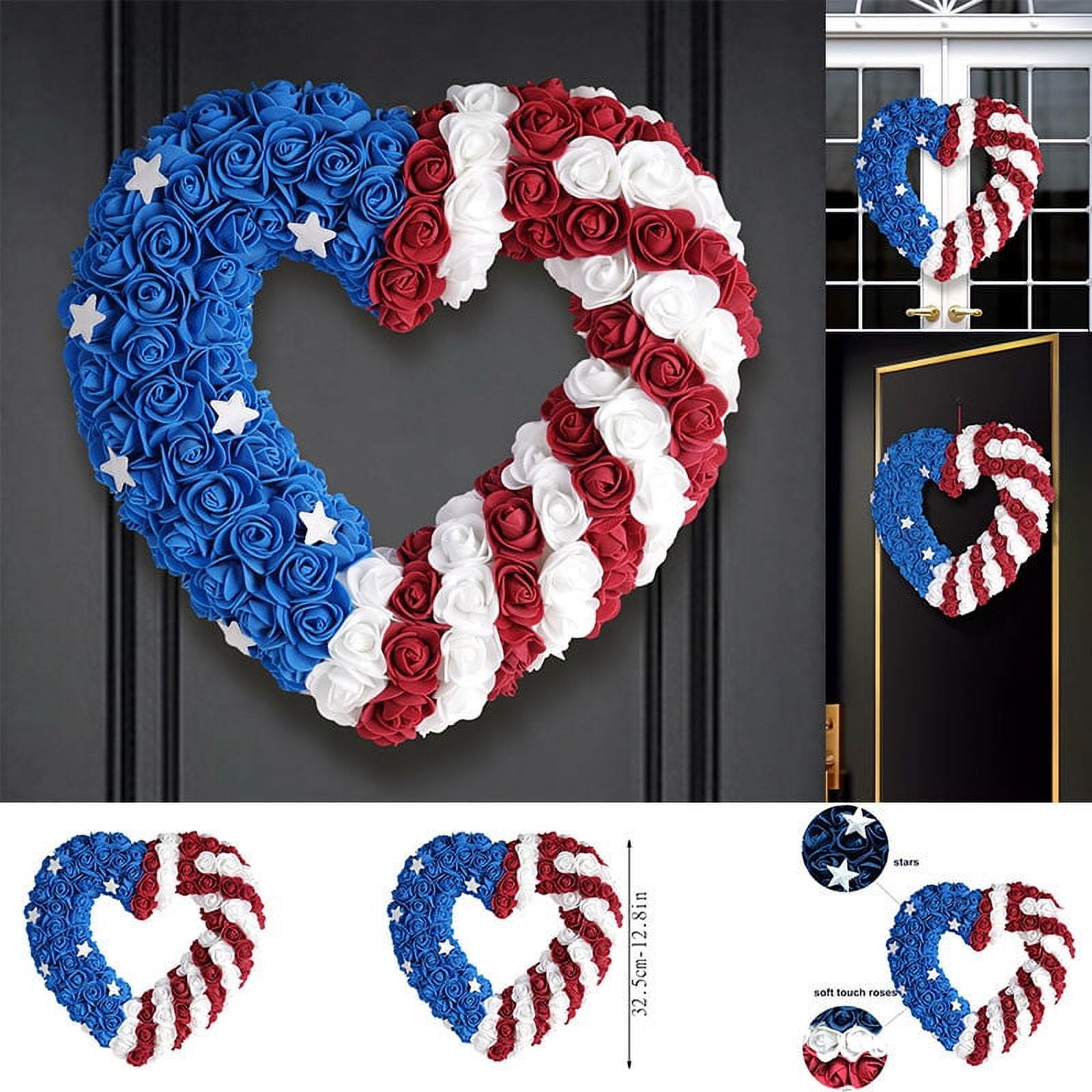 VBODN Independence Day Decoration,Wreath,July 4 Th Patriotic Memorial Day,Handcrafted Flag ...
