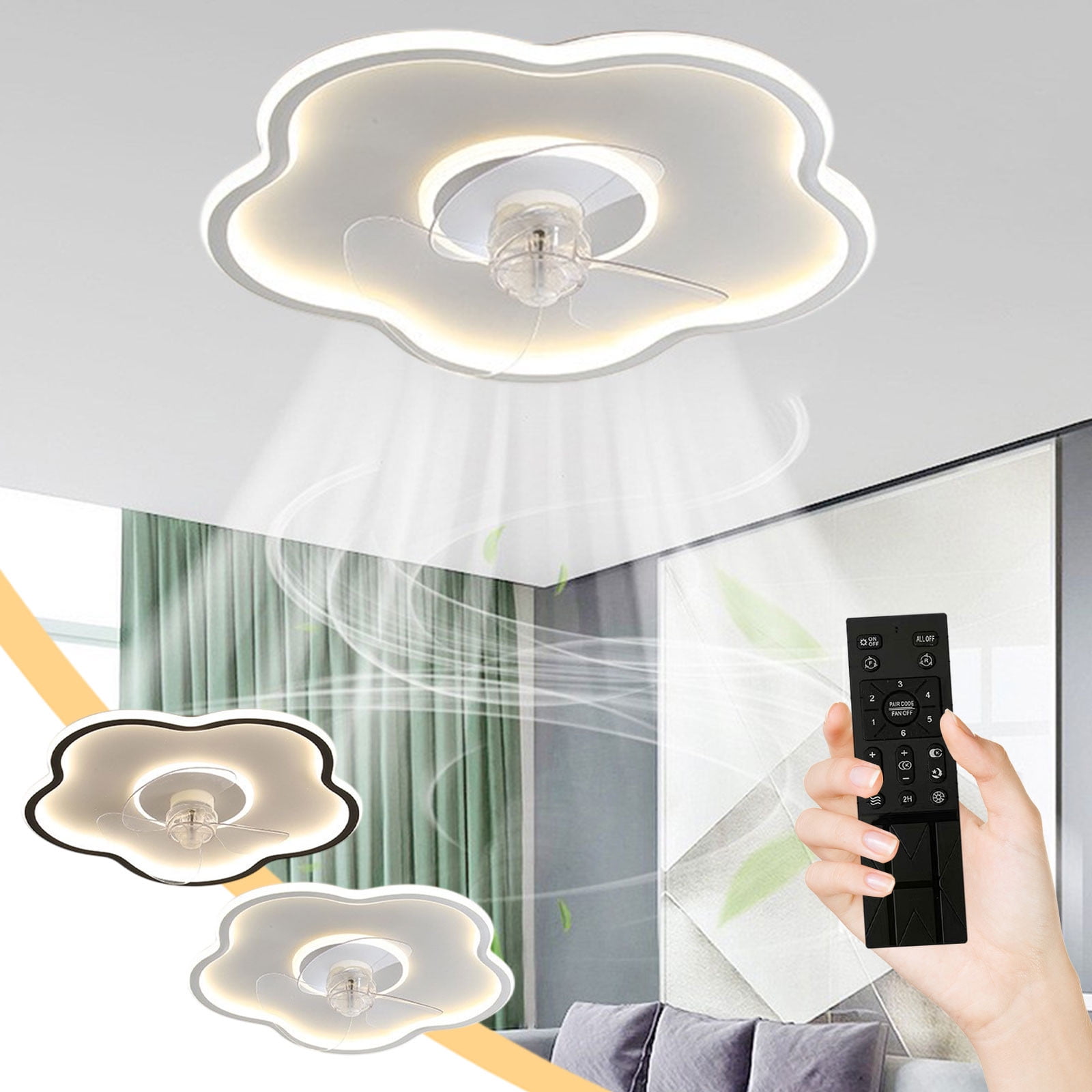 VBODN Living Room Furniture,Ceiling Chandelier Fan Light Wind Speed ...