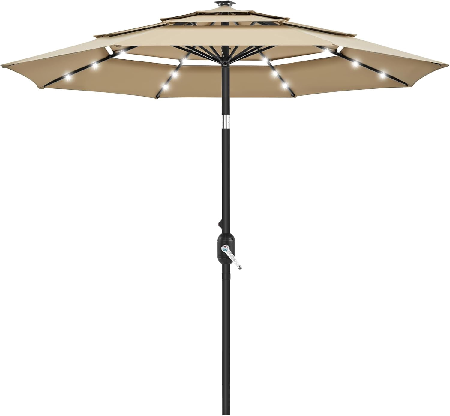 VBOLF 10ft 3-Tier Vented Solar Patio Umbrella, Table Outdoor Market ...