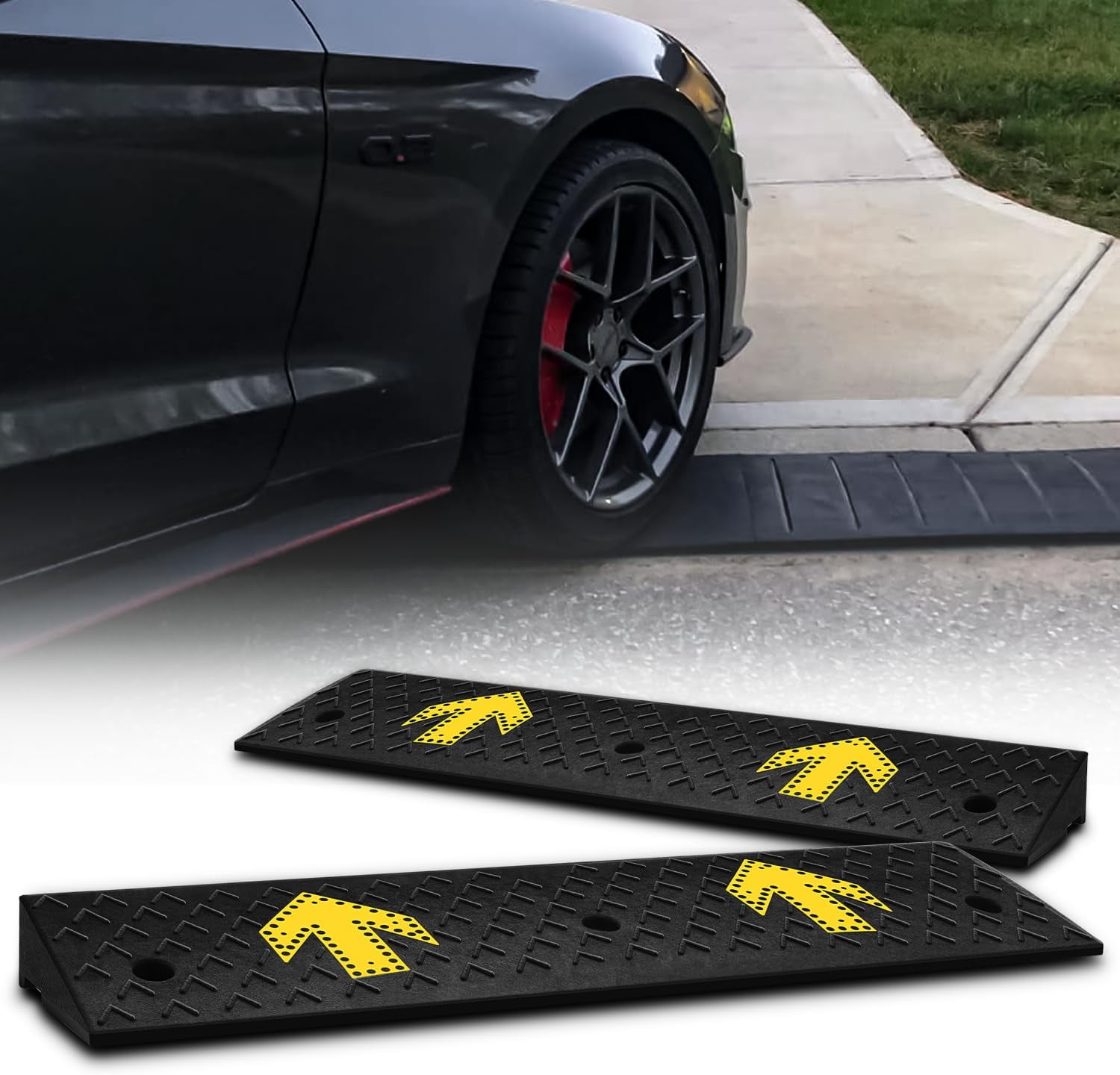 VBOLF 3" Rise Threshold Ramp for Doorways, 37.5" Wide Heavy Duty Rubber ...