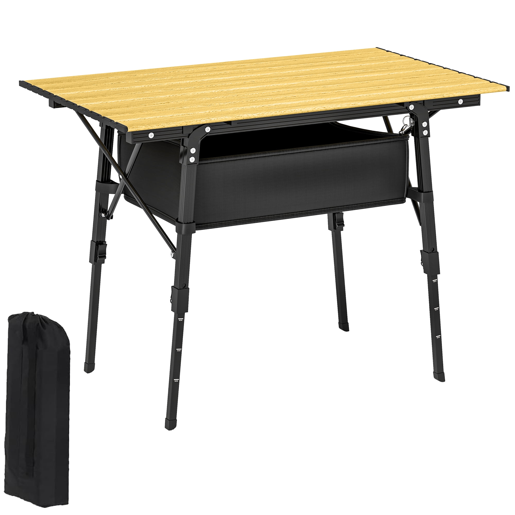 VBOLF 3ft Portable Camping Table with Storage Bag, Adjustable Height ...