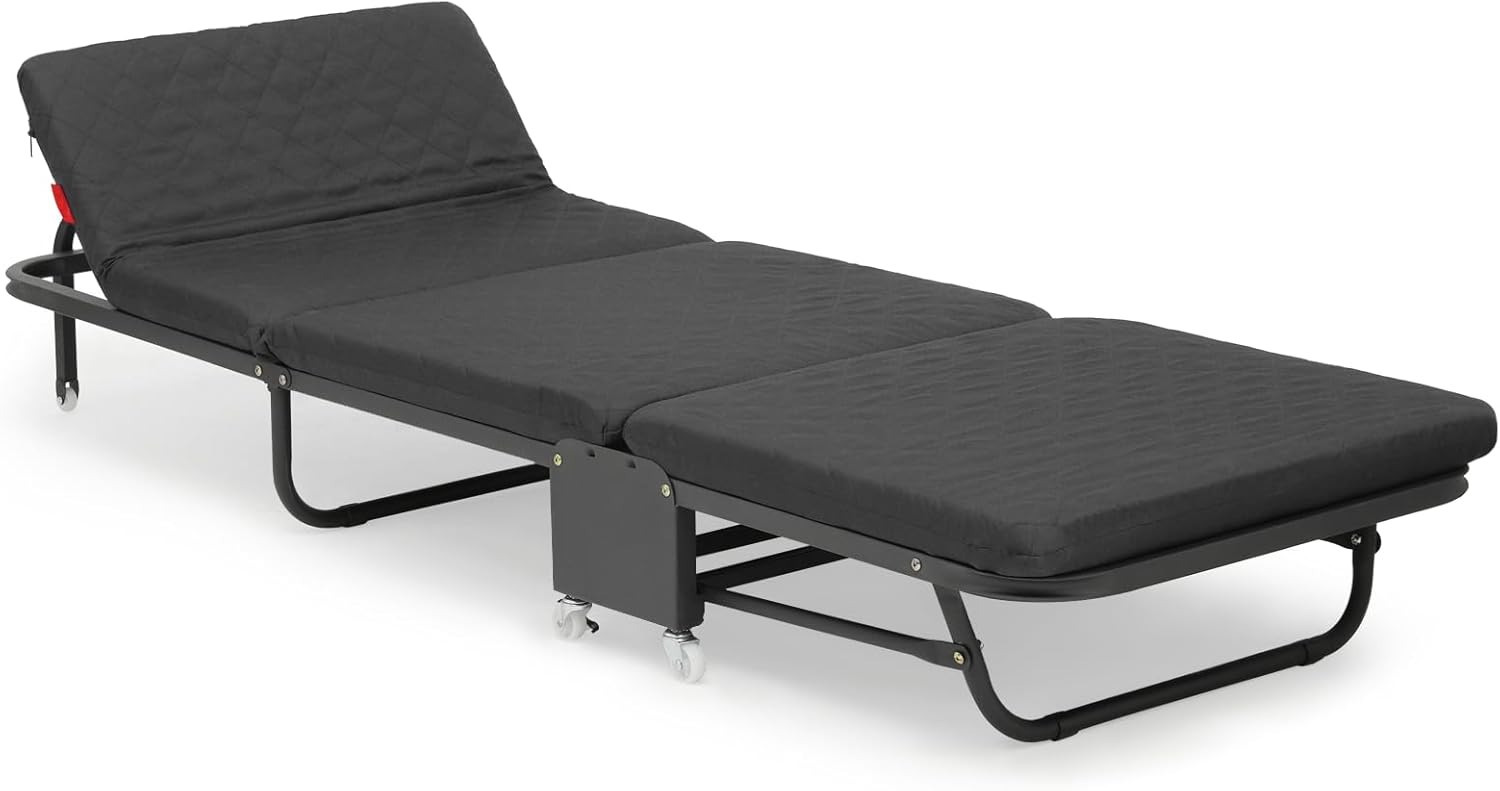 VBOLF 71" Folding Cot for Adults with Mattress, 4 Adjustable Backrest ...