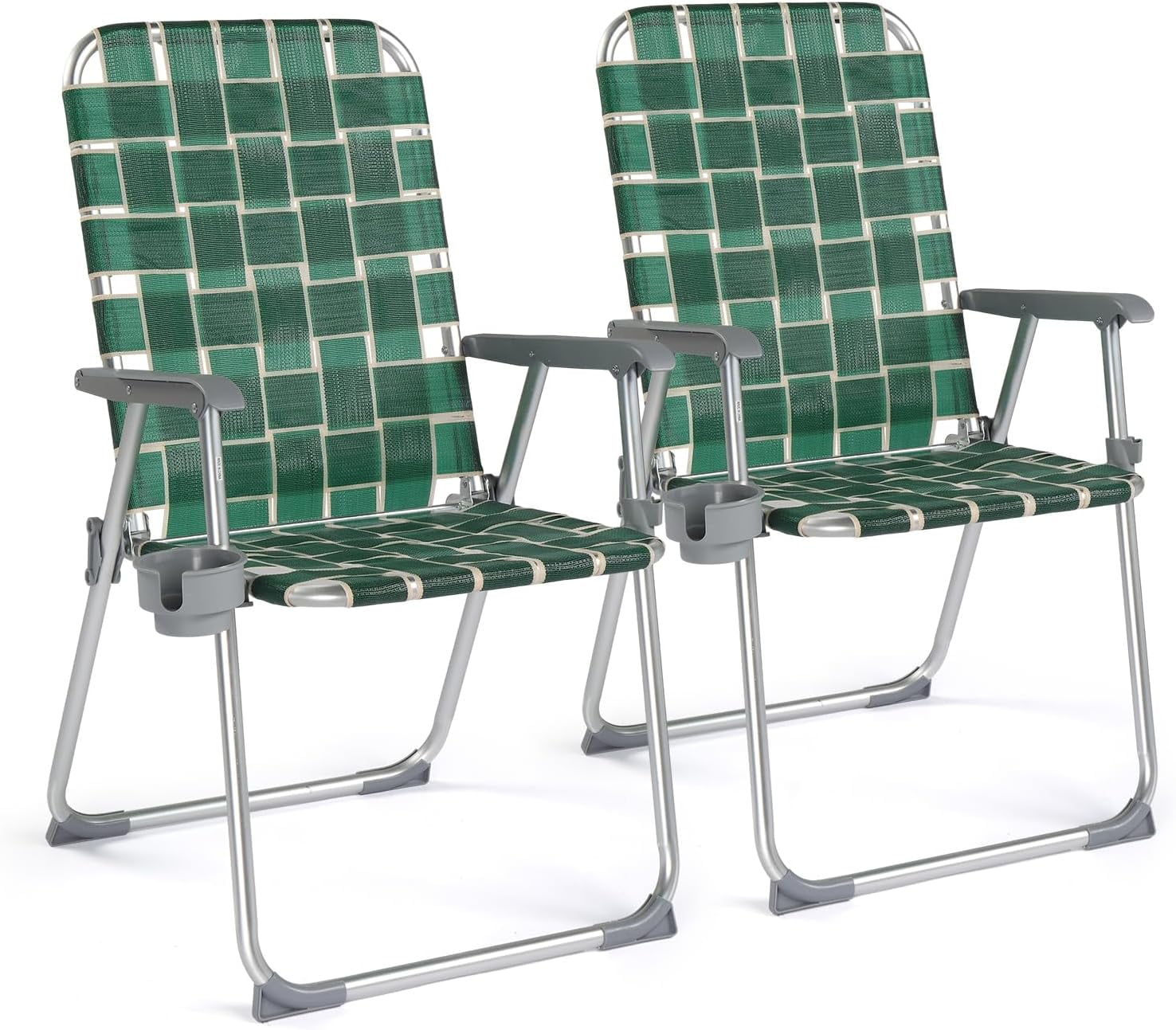 VBOLF Aluminum Patio Lawn Chairs Folding Set of 2 with Detachable Cup ...