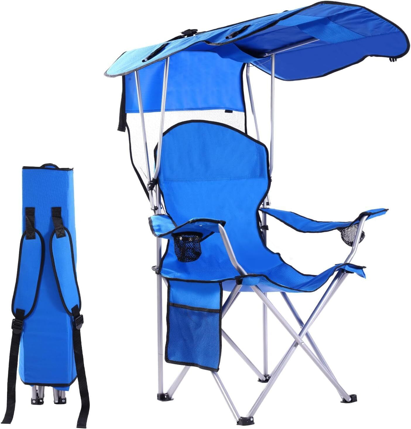 VBOLF Camping Chair with Canopy Shade - Beach Chair with UPF 50+ Sun ...