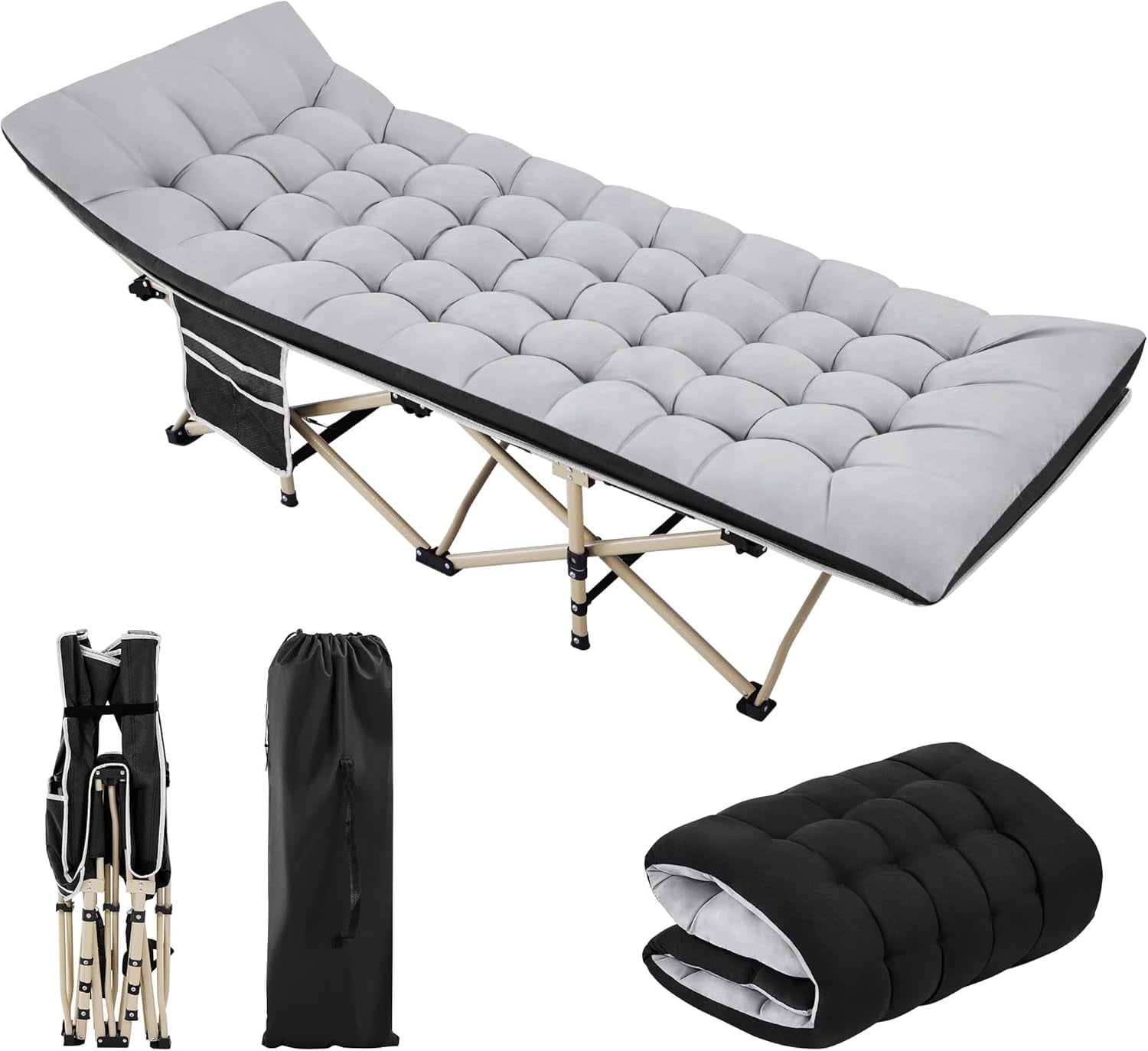 VBOLF Folding Camping Cot Portable Outdoor Bed for Adults w/Mat ...