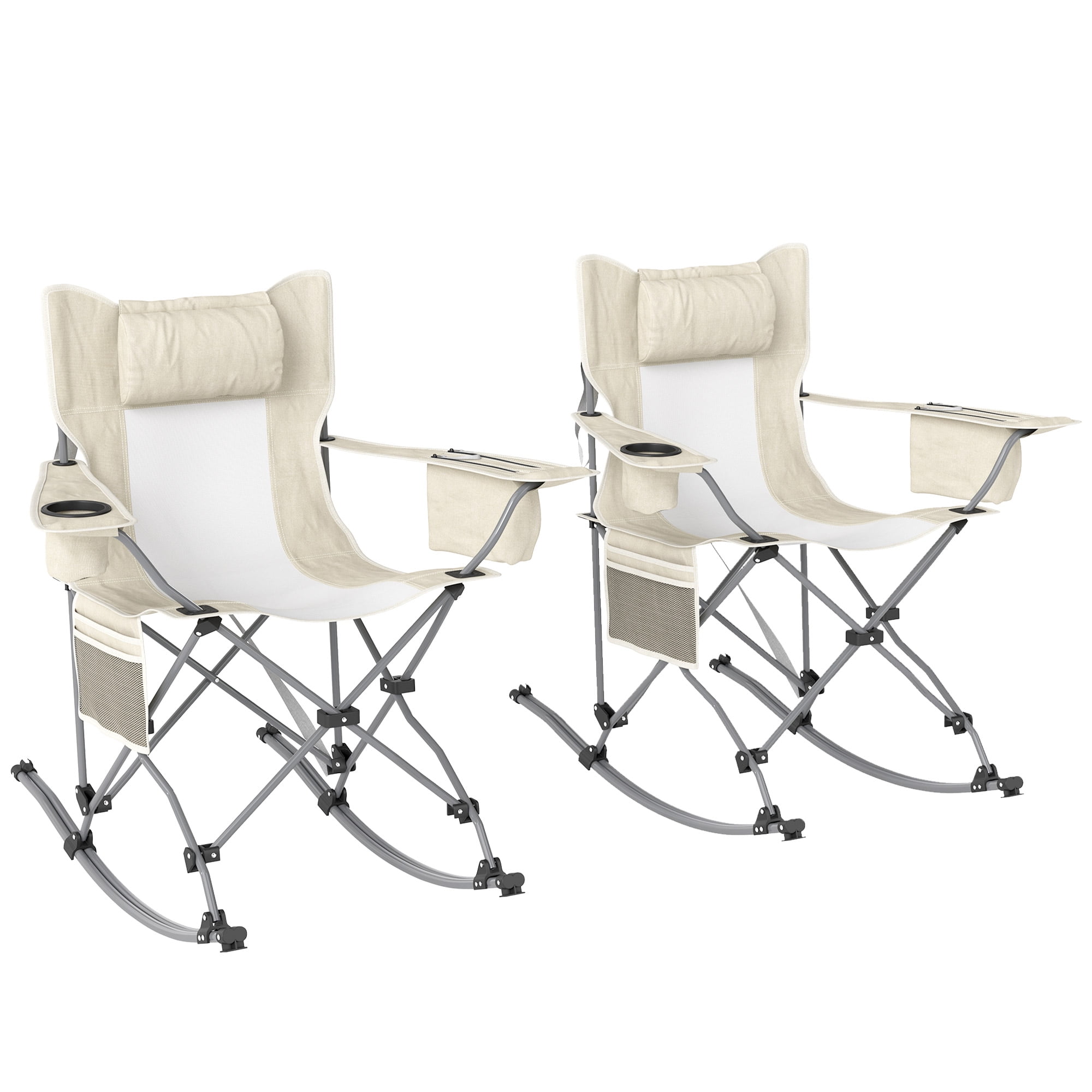 VBOLF Folding Rocking Camping Chairs for Adults, Portable Outdoor ...