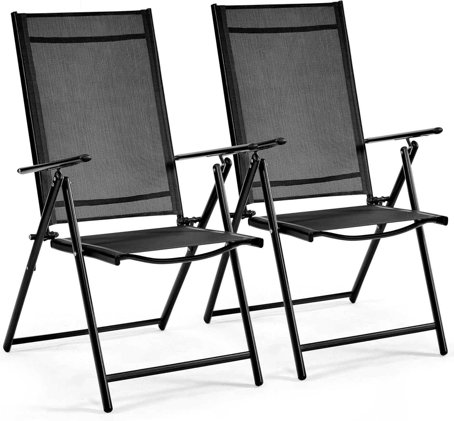 VBOLF Outdoor Folding Dining Chairs Set of 2, Floding Texteline Chairs ...