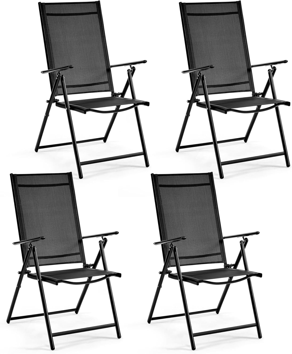 VBOLF Outdoor Folding Dining Chairs Set of 2, Floding Texteline Chairs ...