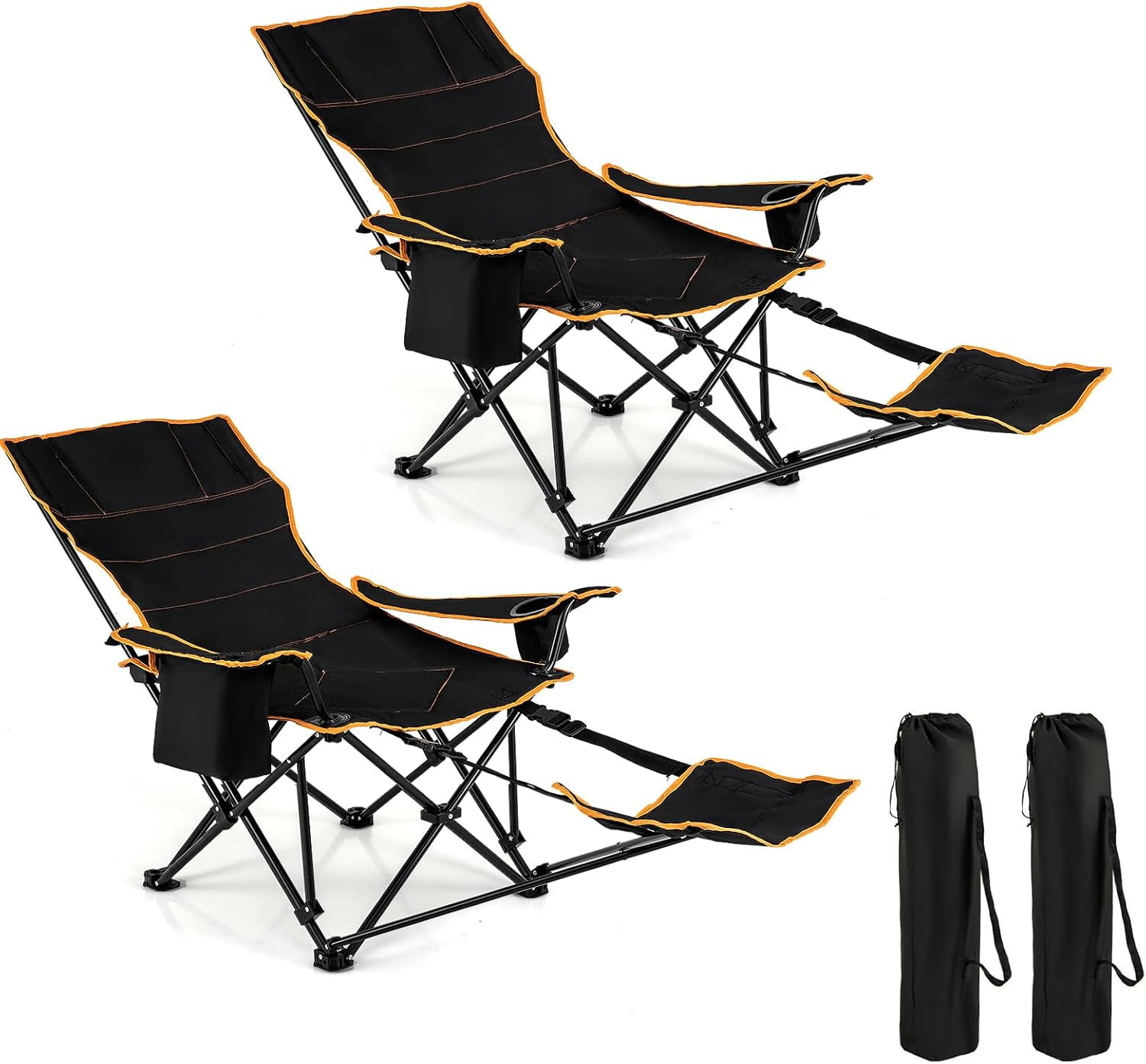 VBOLF Reclining Camping Chair, Portable Camp Chair with Removable ...