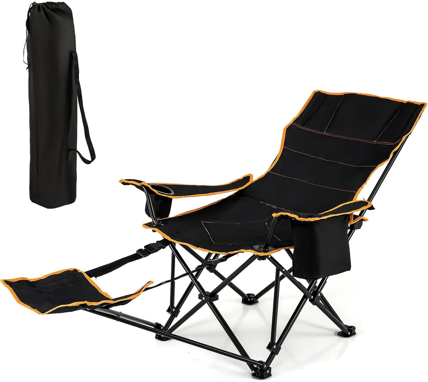 VBOLF Reclining Camping Chair, Portable Camp Chair with Removable ...