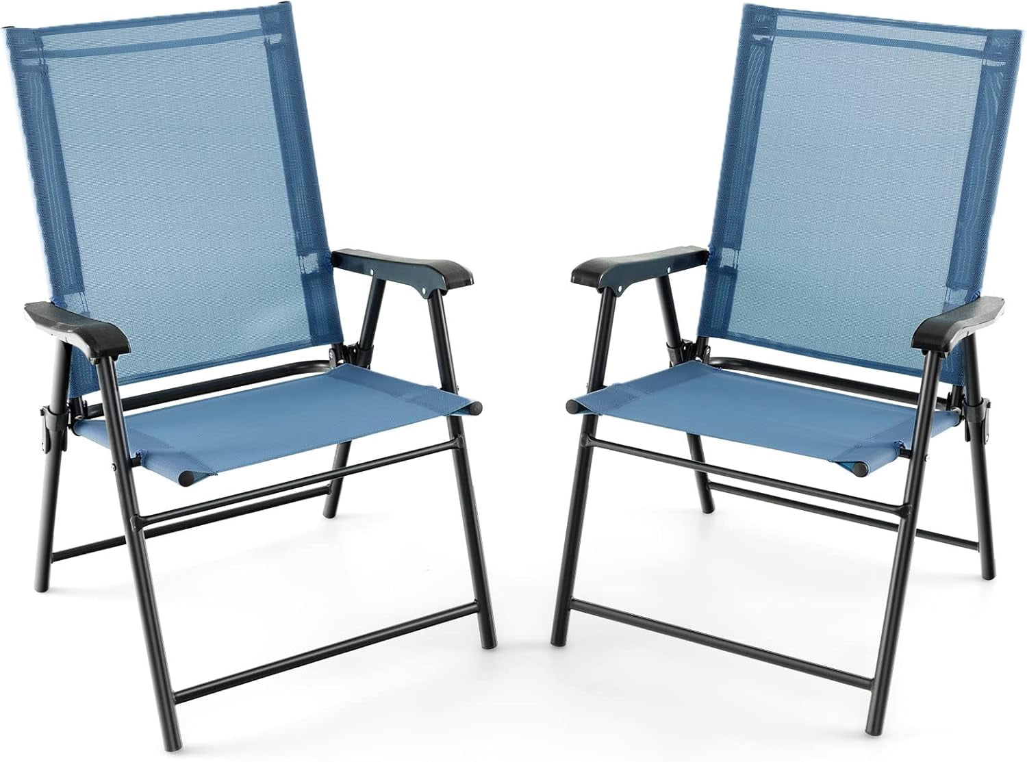 VBOLF Set of 2 Patio Folding Chairs, Portable Sling Back Chairs with ...