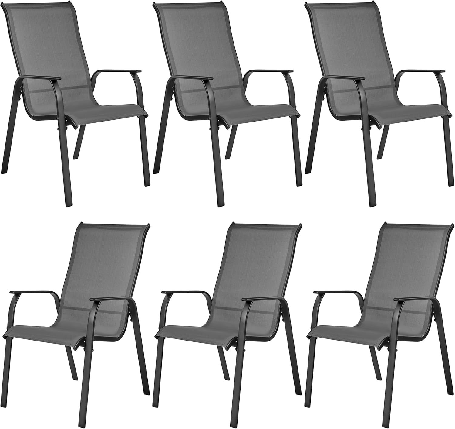 VBOLF Set of 6 Patio Dining Chairs, Outdoor Stackable Patio Chairs with ...