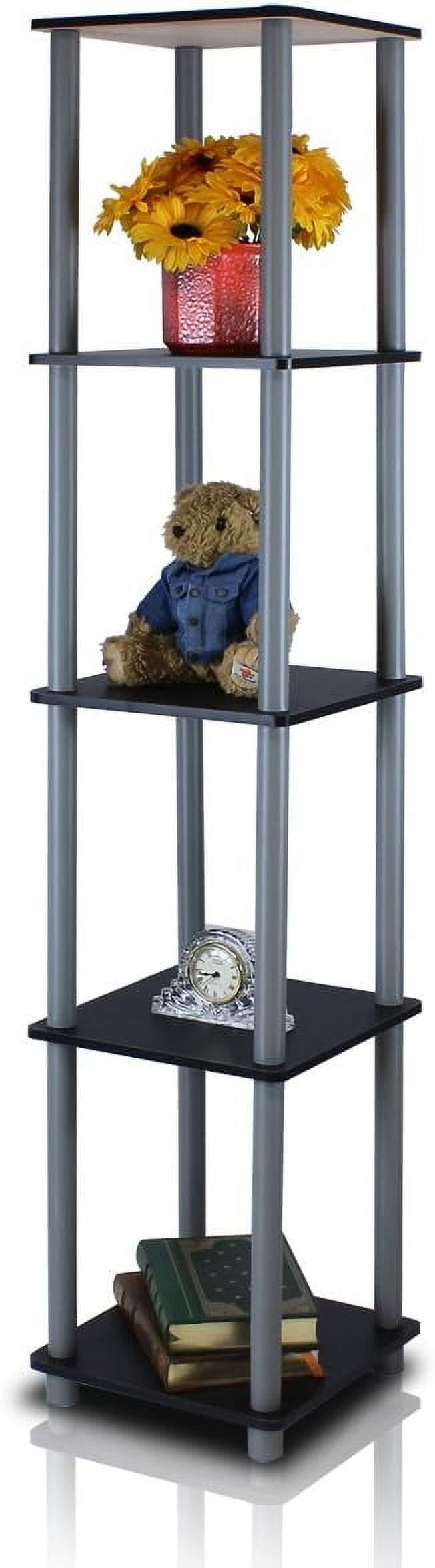 VBOLF Turn-N-Tube 5-Tier Corner Square Rack Display Shelf, Round, Black ...