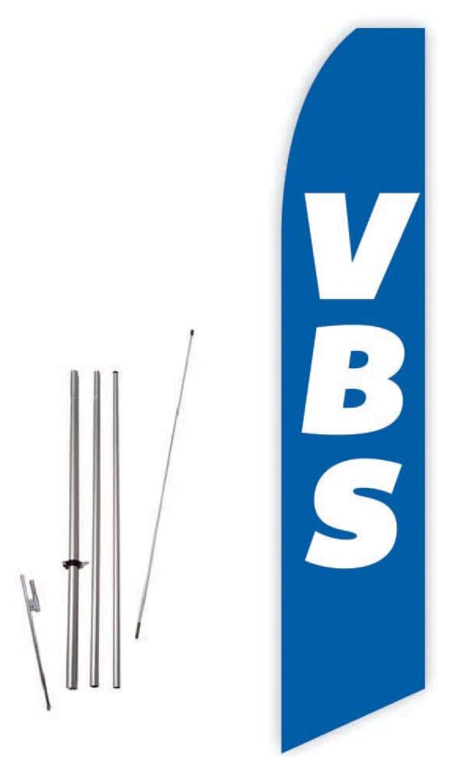 VBS (Blue) Super Novo Flag - Complete with 15ft Pole Set and Ground ...