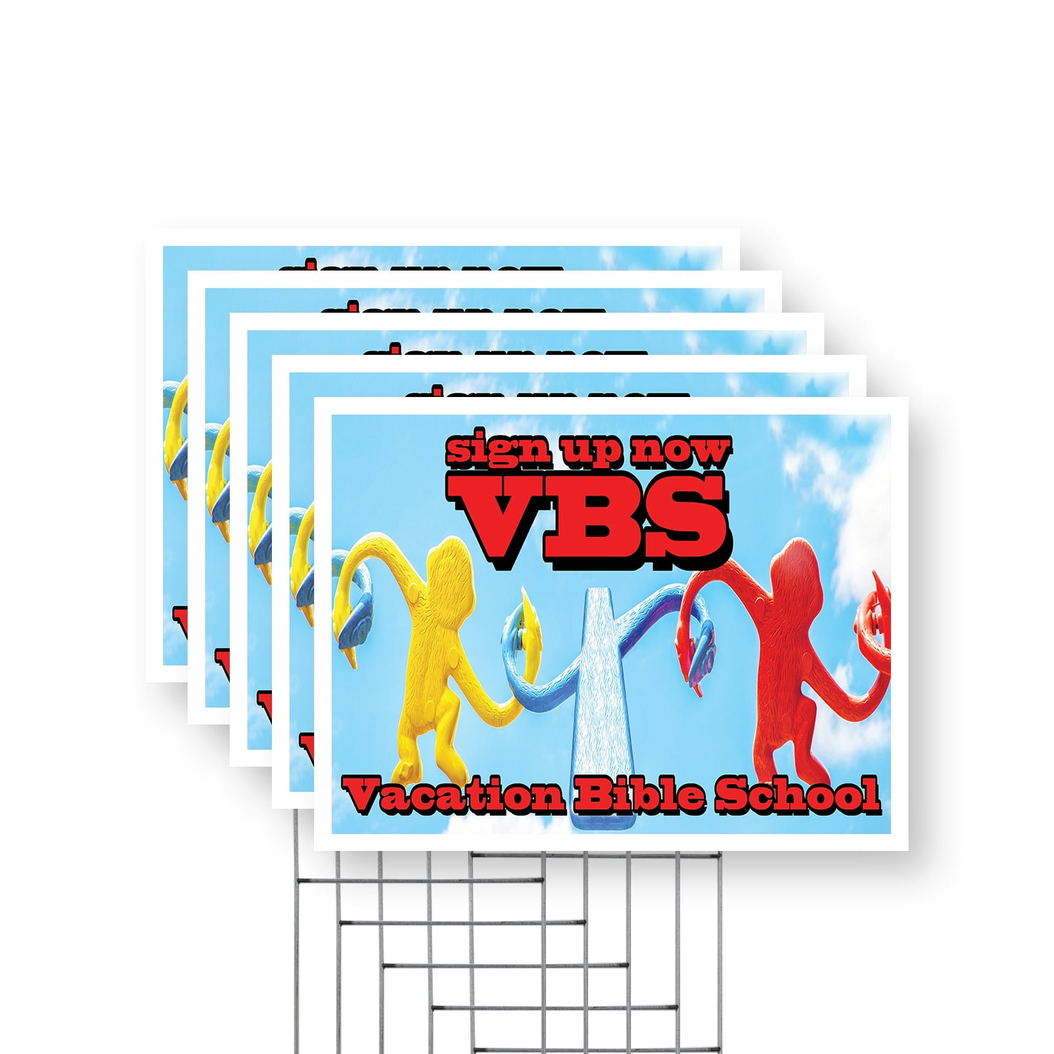 VBS Sign Up Now Yard Sign 5 Pack of 12 Inch x 16 Inch Double Sided ...