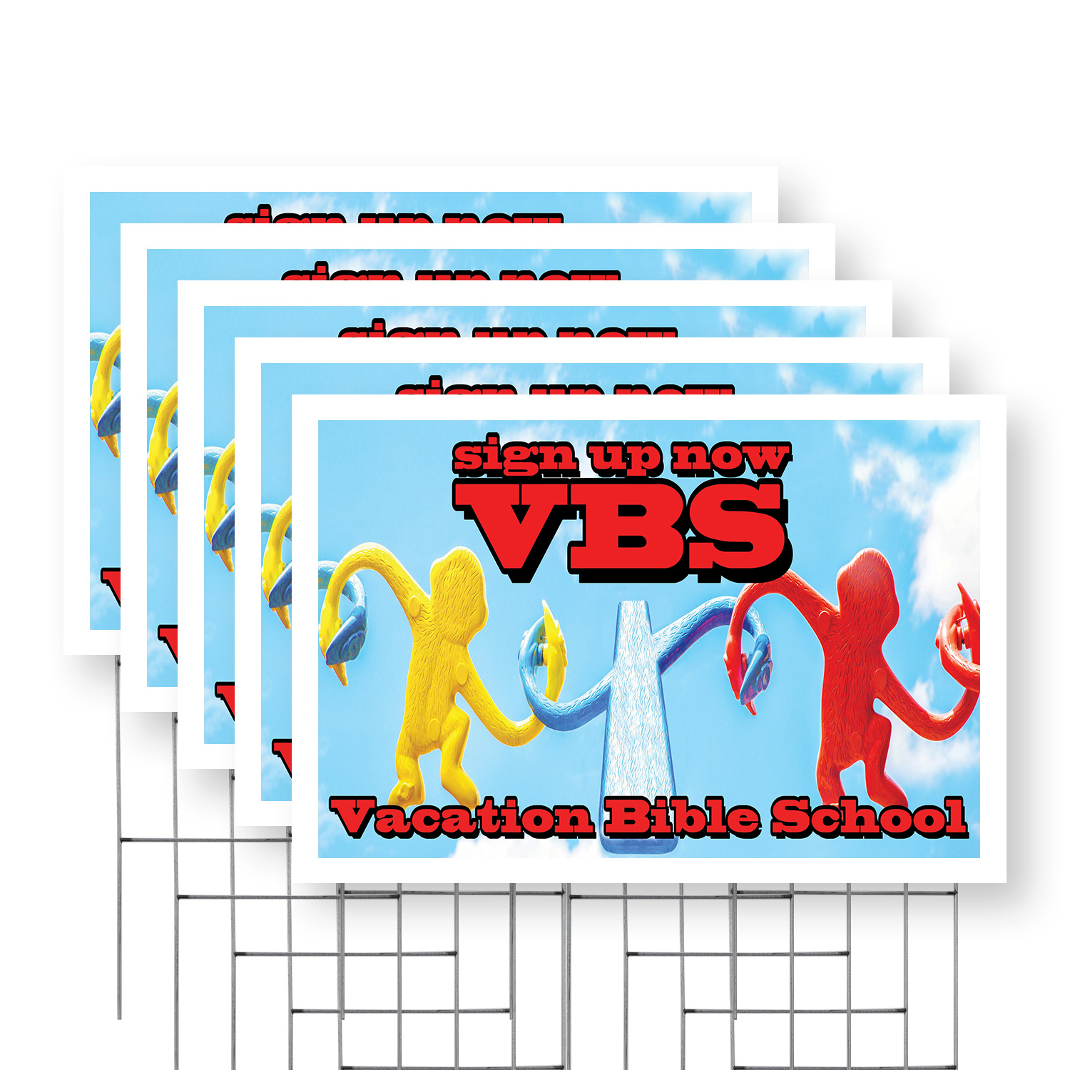 VBS Sign Up Now Yard Sign 5 Pack of 24 Inch x 36 Inch Double Sided ...