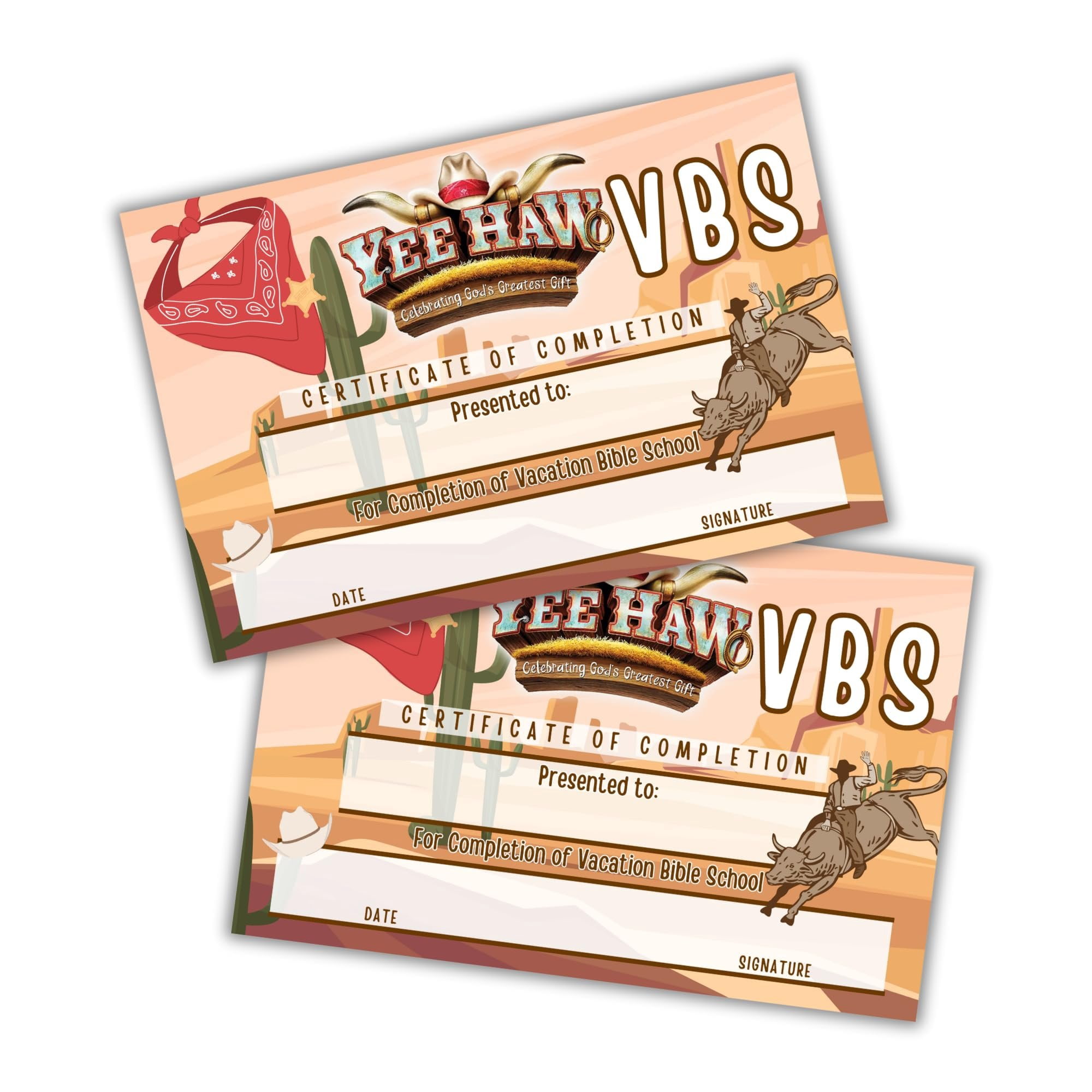 VBS YeeHaw Country Cowboy Certificate of Completion 50pk 6x9 Farm ...