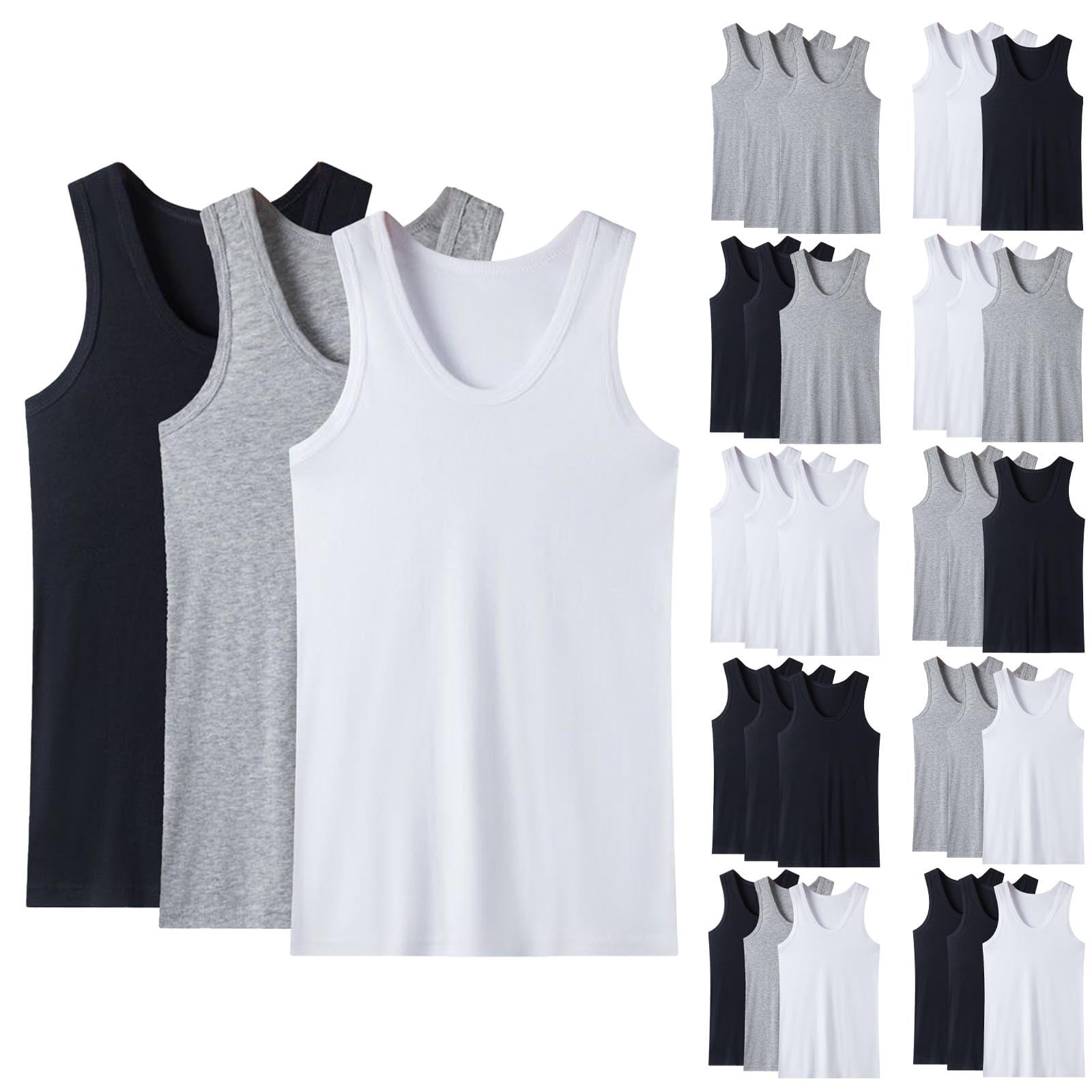 VBTAPA 3 Pack Men's Tank Top Cotton Workout Sleeveless Muscle T Shirts ...