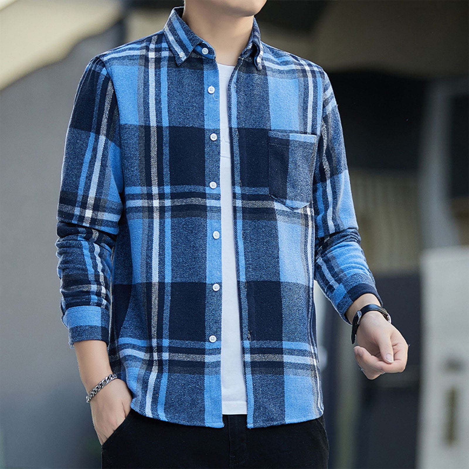 VBTAPA Big and Tall Button Down Shirts for Men Flannel Plaid Shirt ...