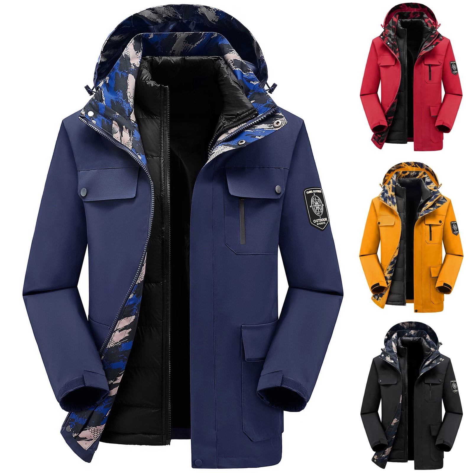 VBTAPA Big and Tall Raincoats for Men 3 in 1 Waterproof Rain Jacket Outdoor Hiking Travel ...