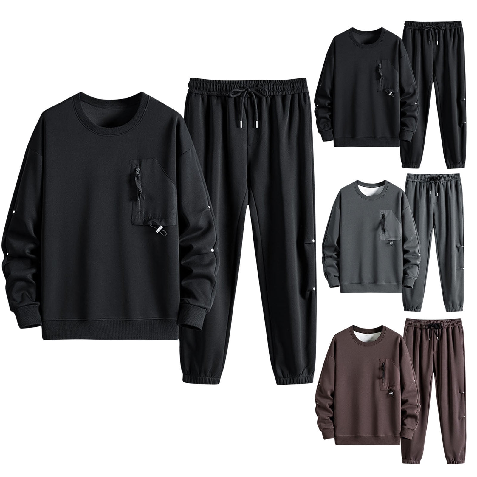 VBTAPA Big and Tall Sweatsuits Mens 2 Piece Outfits Zipper Pocket ...