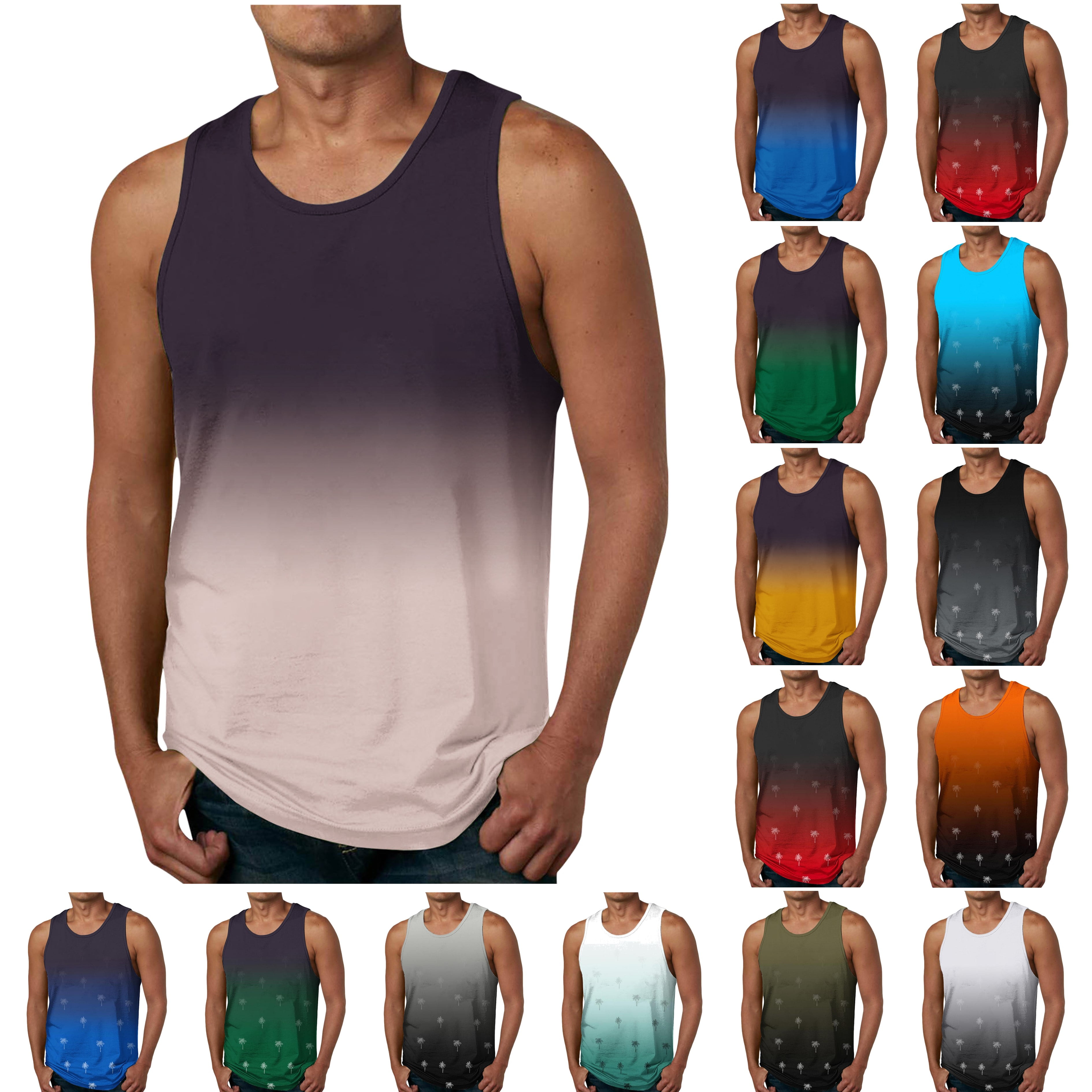 VBTAPA Big and Tall Tank Tops for Men 2024 Fashion Gradient Color ...
