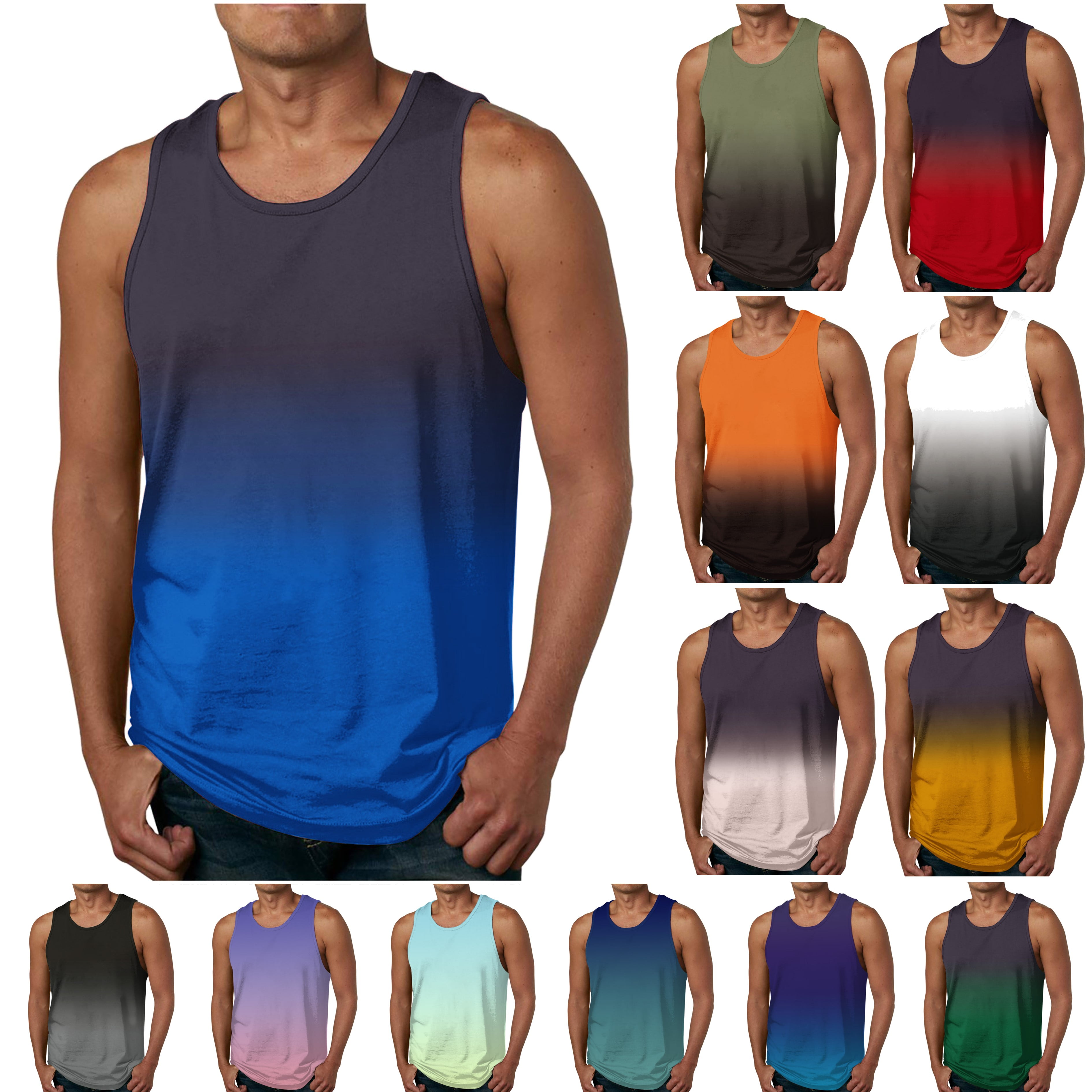 VBTAPA Big and Tall Tank Tops for Men Summer Gradient Print Sleeveless ...