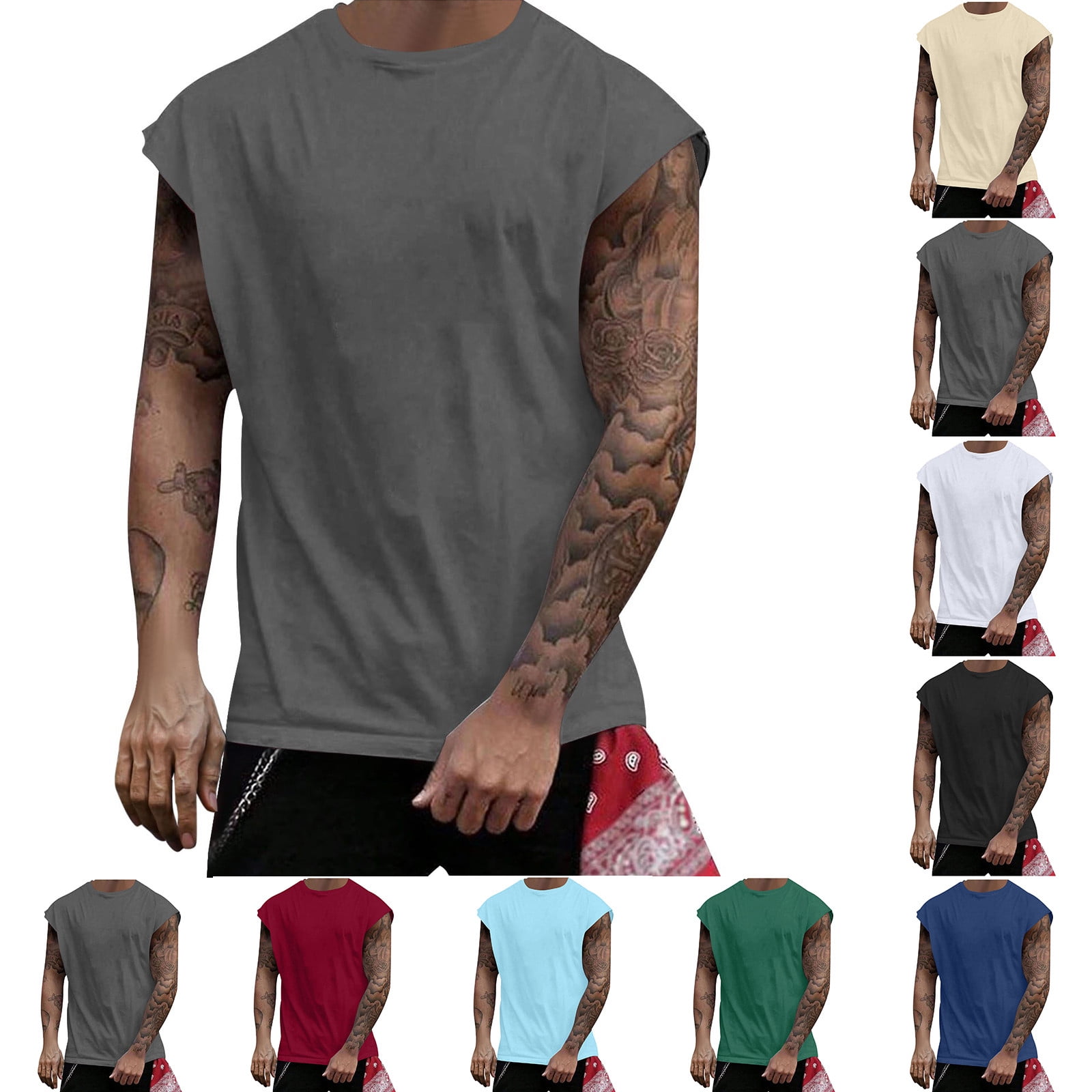 VBTAPA Clearance Sales Today! Mesh Tank Top for Men Fashion Casual Cap ...