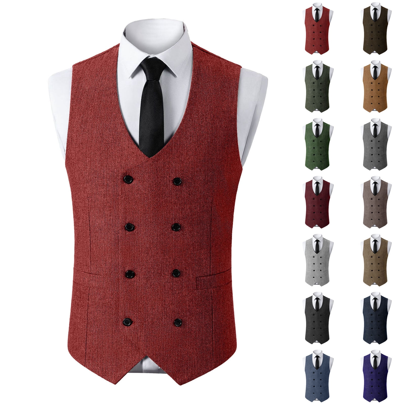 VBTAPA Double Breasted Suit Vest Men Business Casual Button Down ...