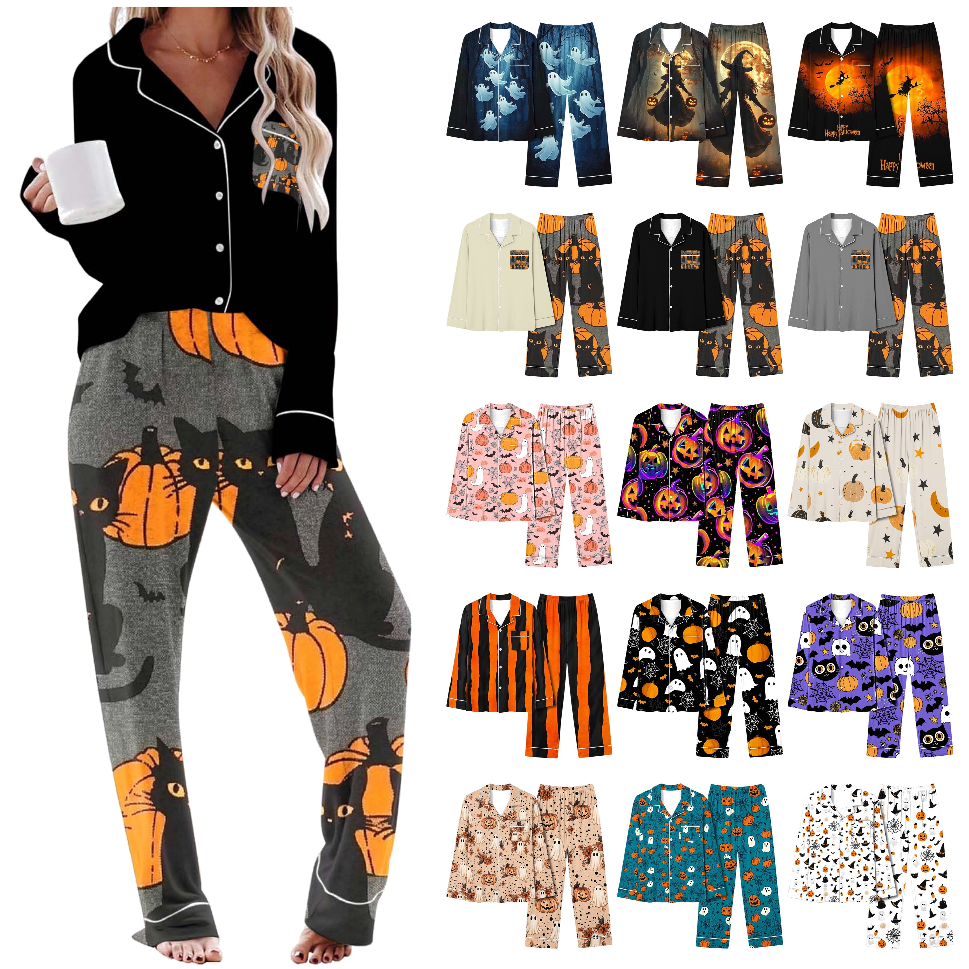 VBTAPA Fall Pajamas for Women 2 Piece Set Halloween Sleepwear Sets Soft ...