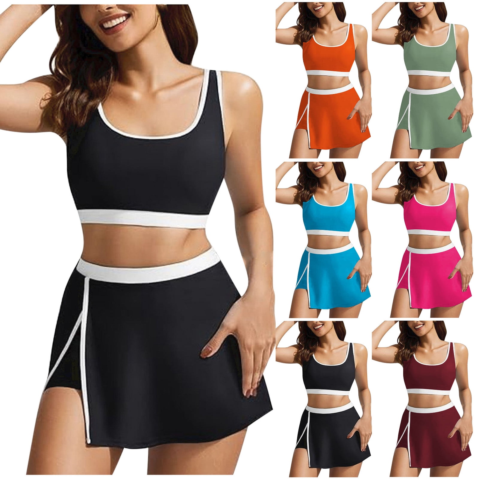 VBTAPA High Waisted Bikini Set for Women 2 Piece Swimsuits Color Block ...